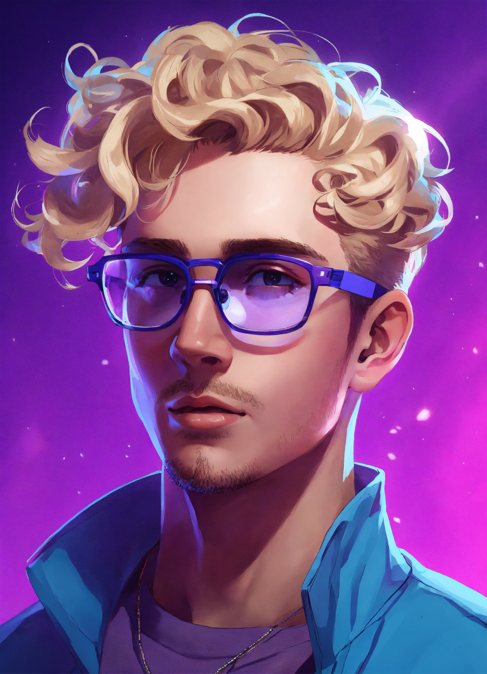 Lexica - A male gaming streamer, blonde hair, clean shaved, short wavy ...