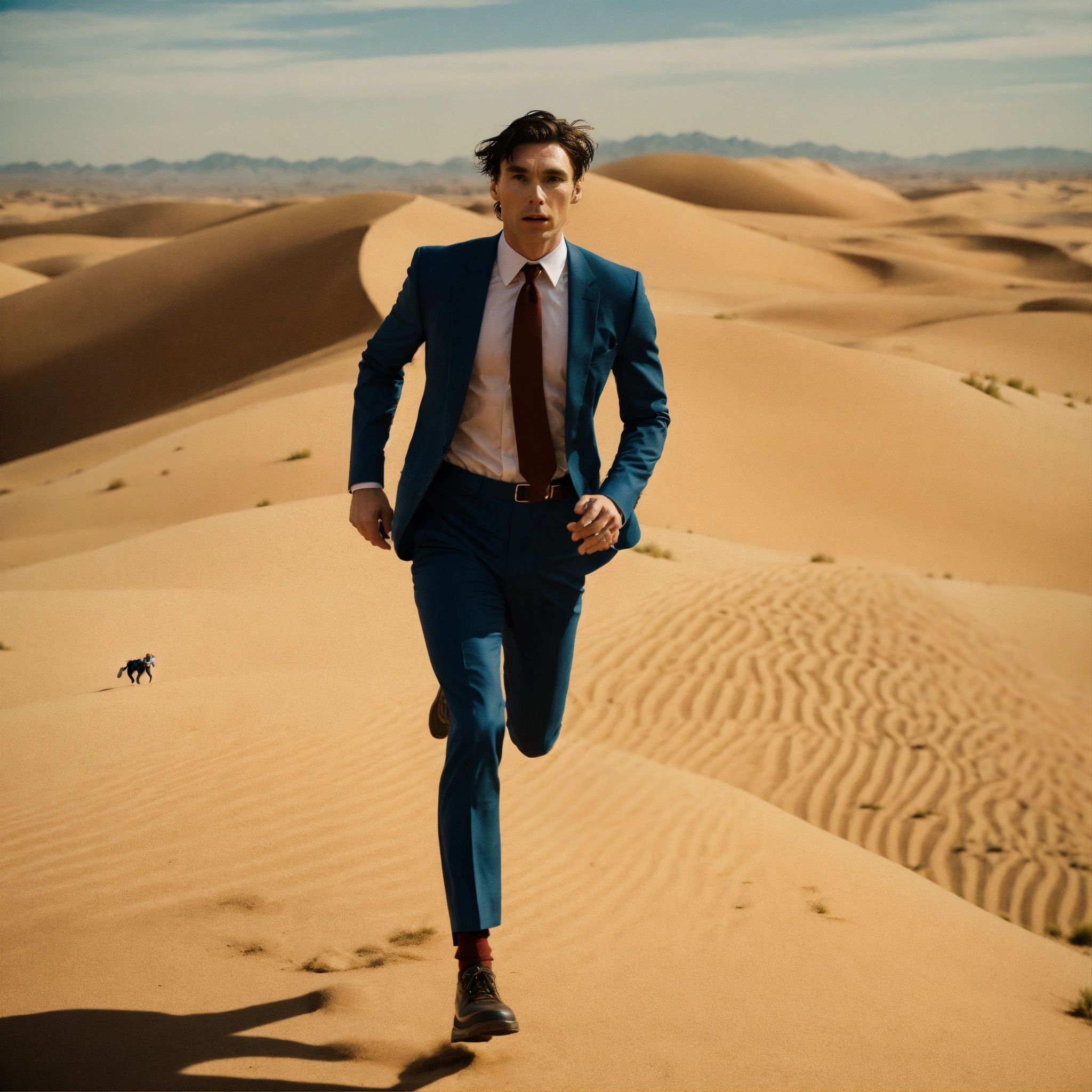Lexica - A photograph of Cillian Murphy running wearing a suit in the ...