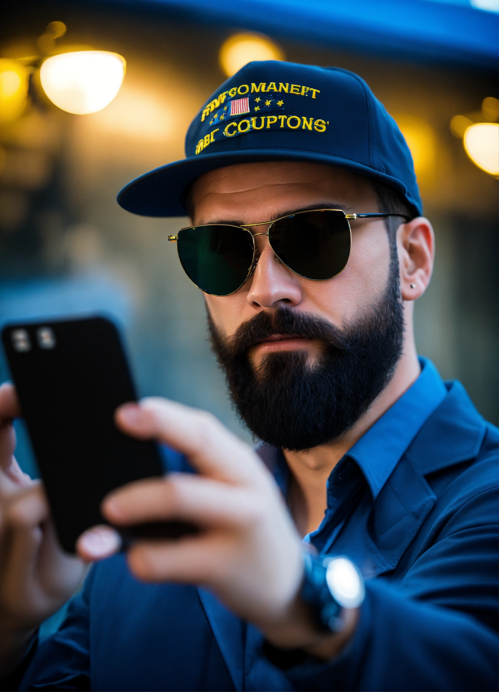 Lexica - Fbi agent with a close shaved beard wearing and fbi hat with ...