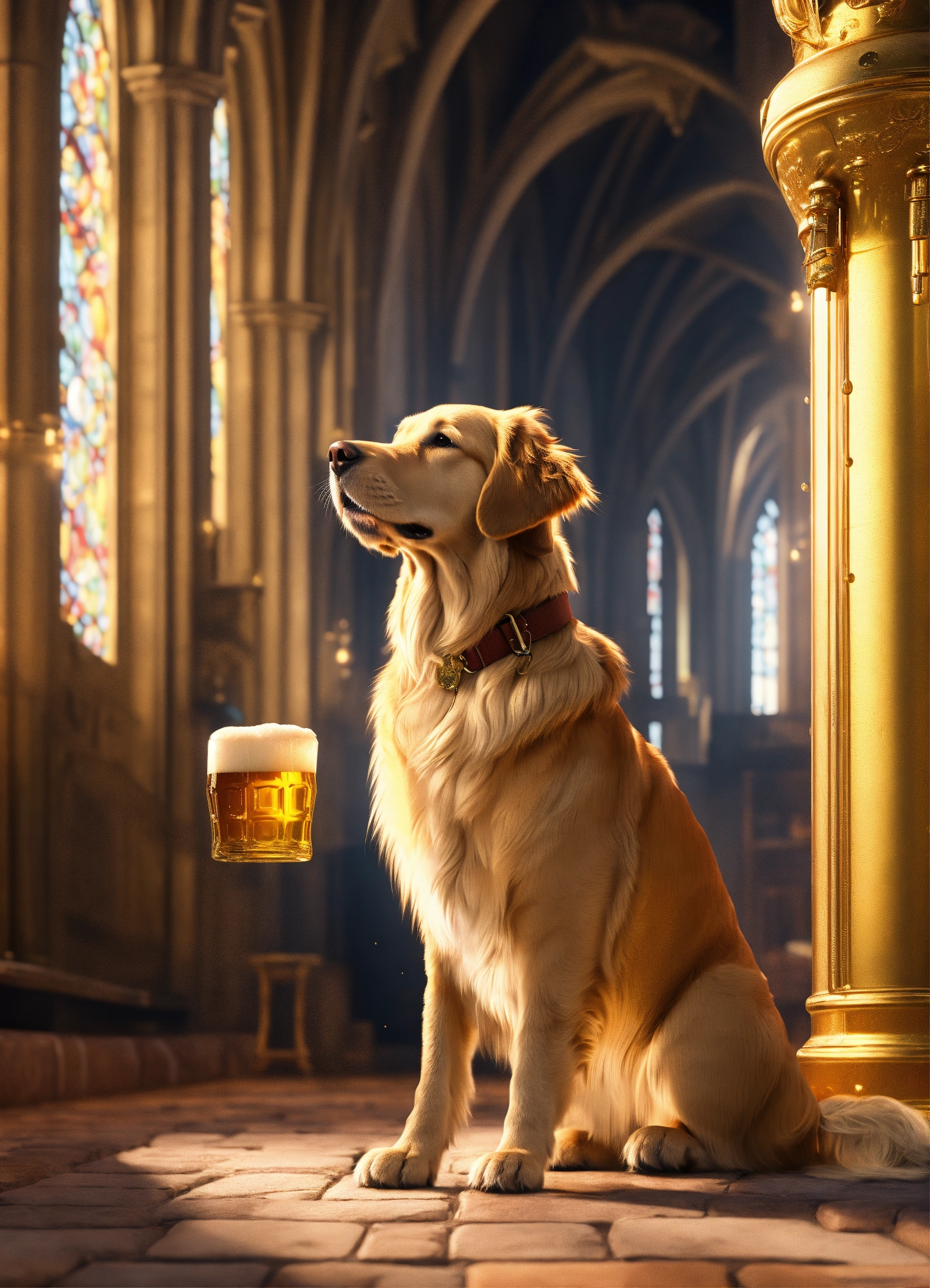 Lexica - Golden Retriever smell hoppy beer in the Cologne castle ...