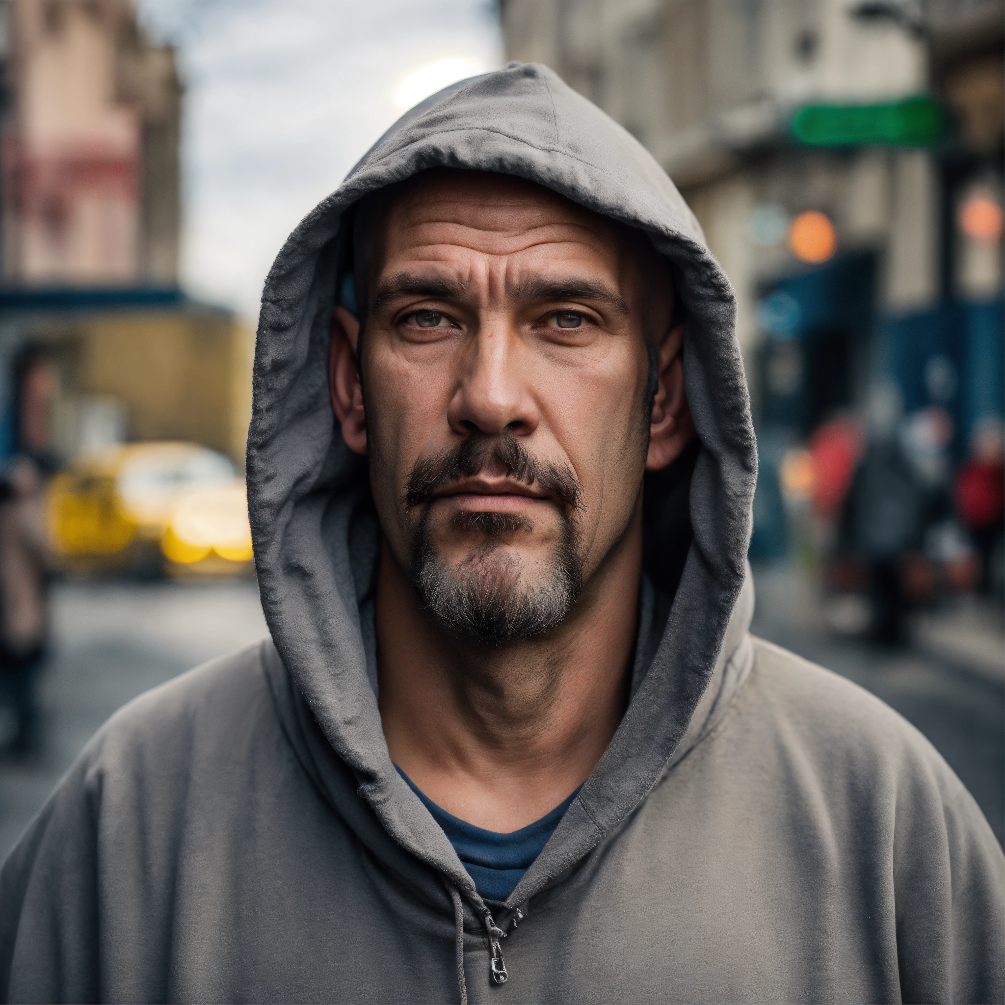 Lexica - A HOMELESS HUGE MAN WITH A HUGE LUMPY BALD HEAD, A TINY GOATEE ...