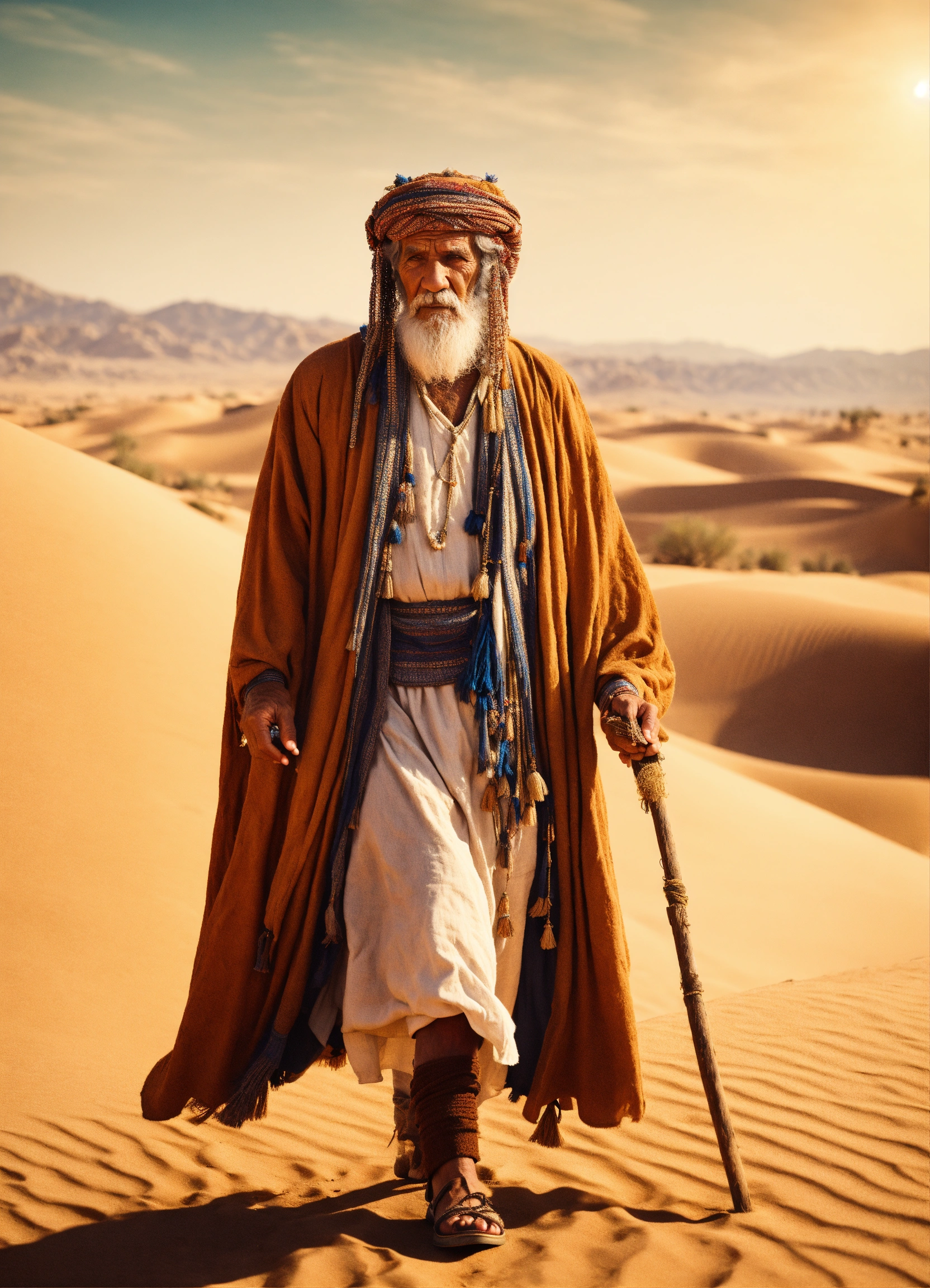 Lexica - ISRAELITE OLD MAN IN THE DESERT, DRESSED IN ANCIENT CLOTHES 4K