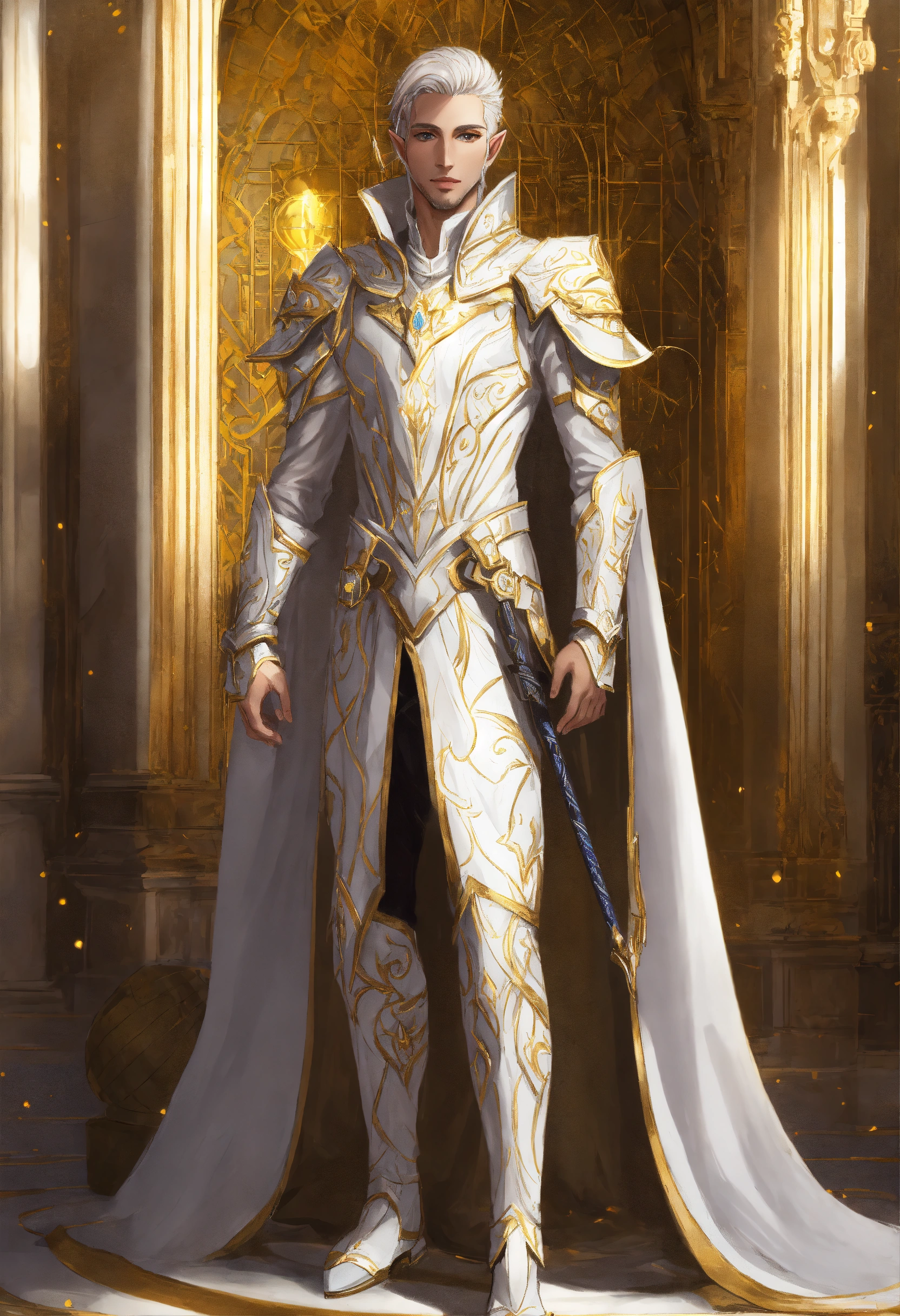 Lexica - Drawing of an elf king, royalty, sci fi, cybernetic, white and ...