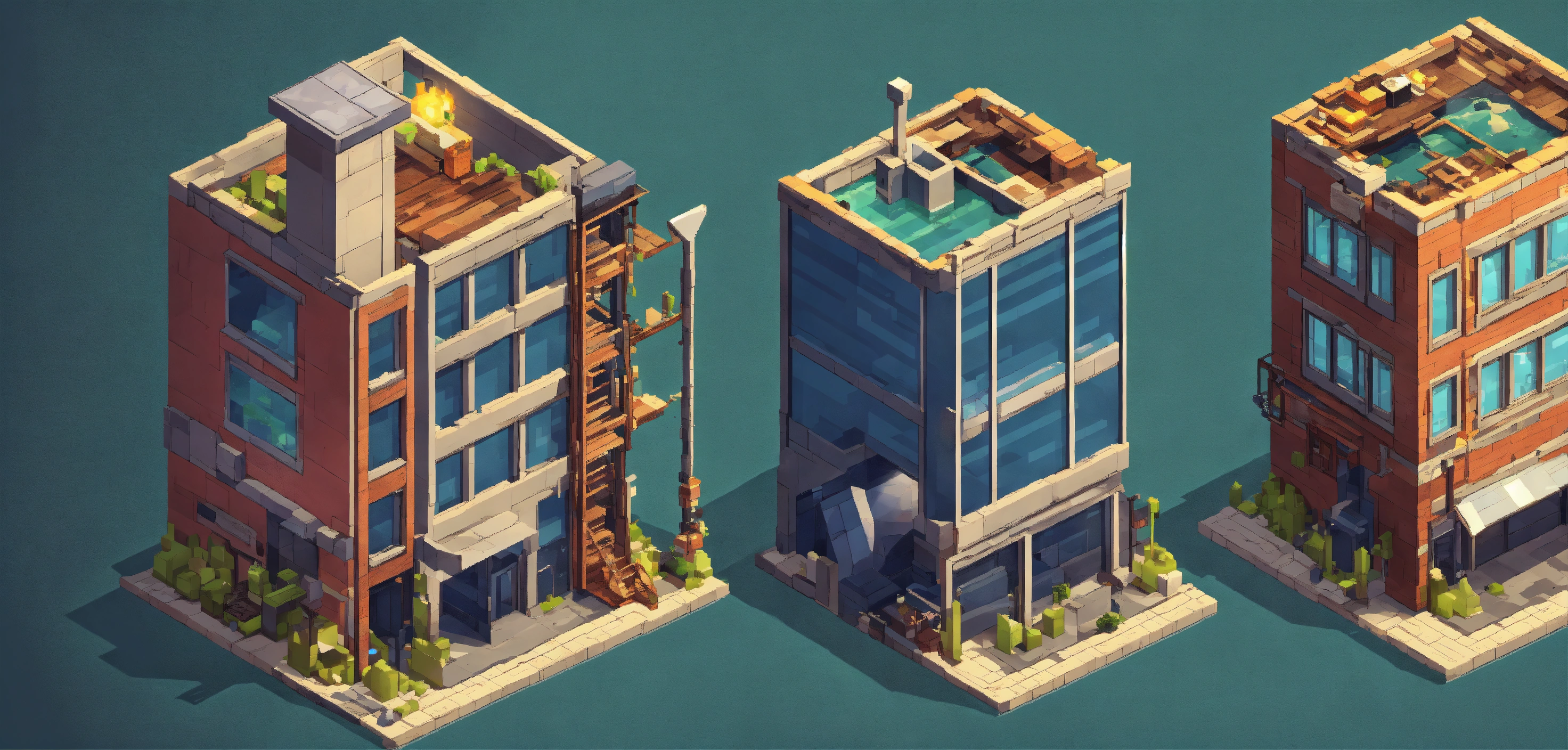 Lexica - Simple clean blocky 2d isometric pixel concept sprites of an ...