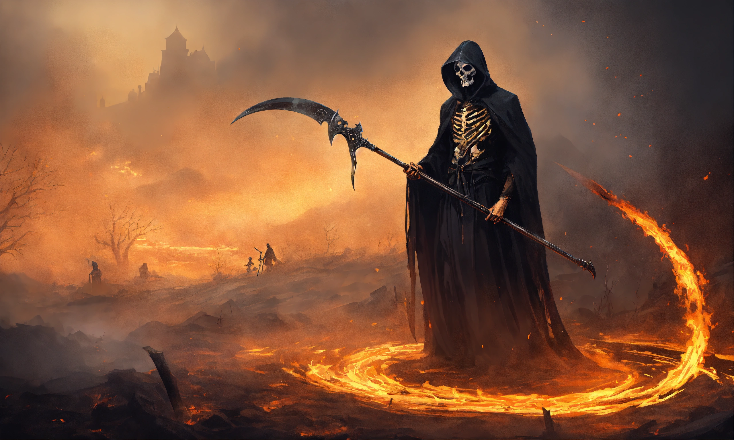 Lexica - The grim reaper with scythe raised for the kill, flowing robes ...