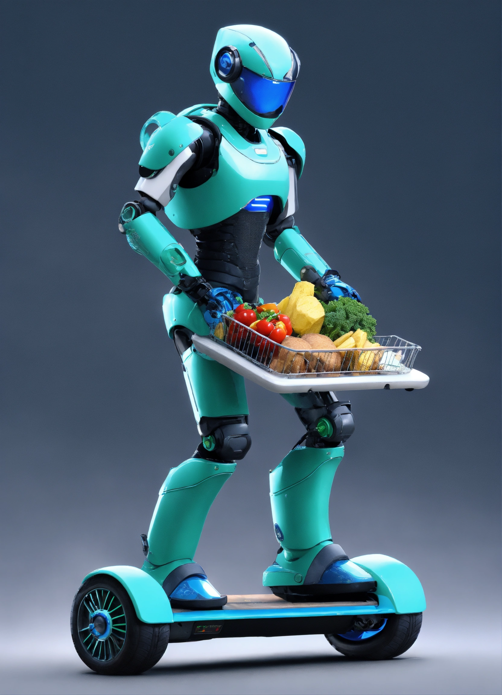 Lexica - A passionate male robot on hoverboard, realistic man face ...
