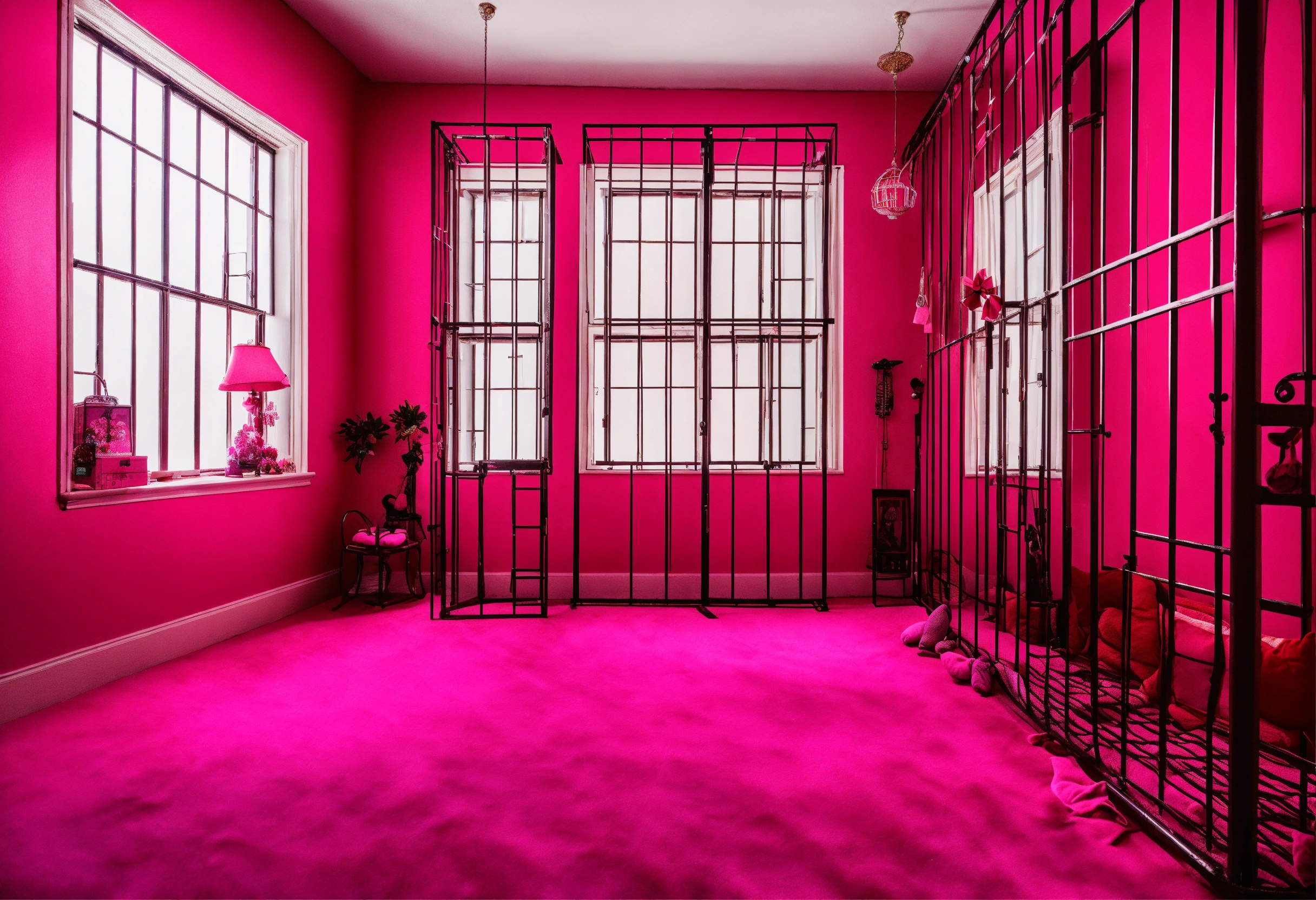 Lexica - Hot pink bedroom, bows, pillows, plush, over the top, barbie ...