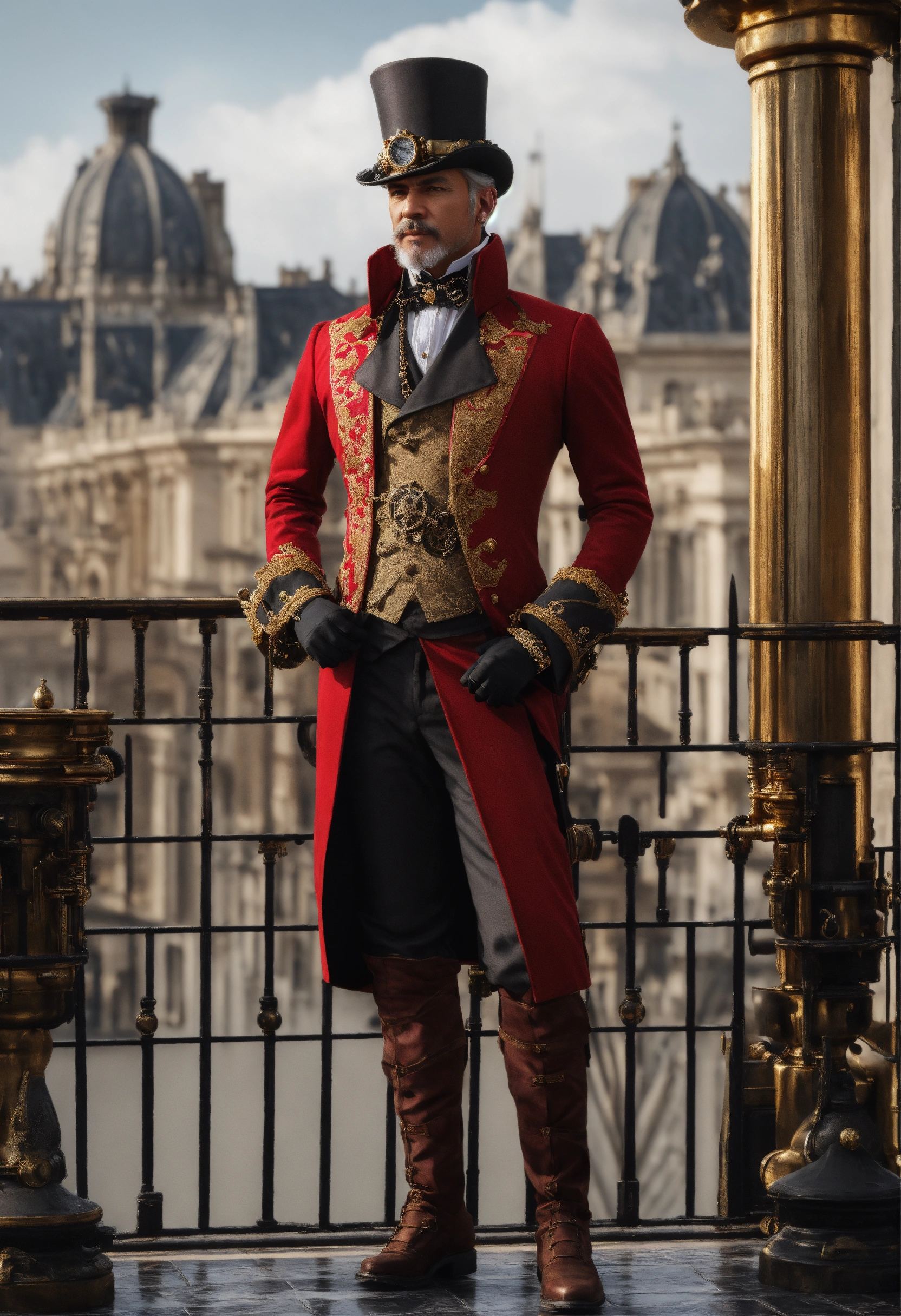 Lexica - Steampunk king, 19th century sartorial charcoal and red and ...