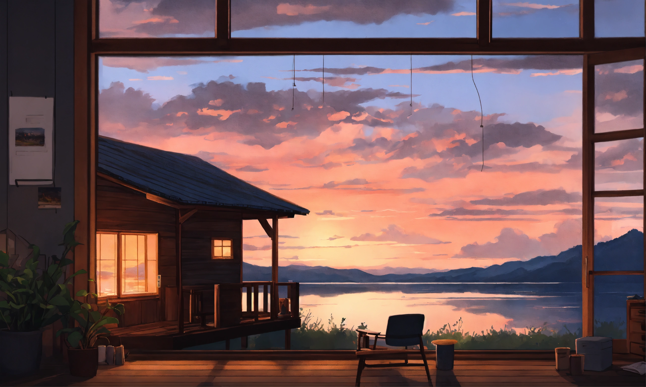 Lexica - Cozy wooden nordic cabin, anime, studio ghibli, minimalistic ...