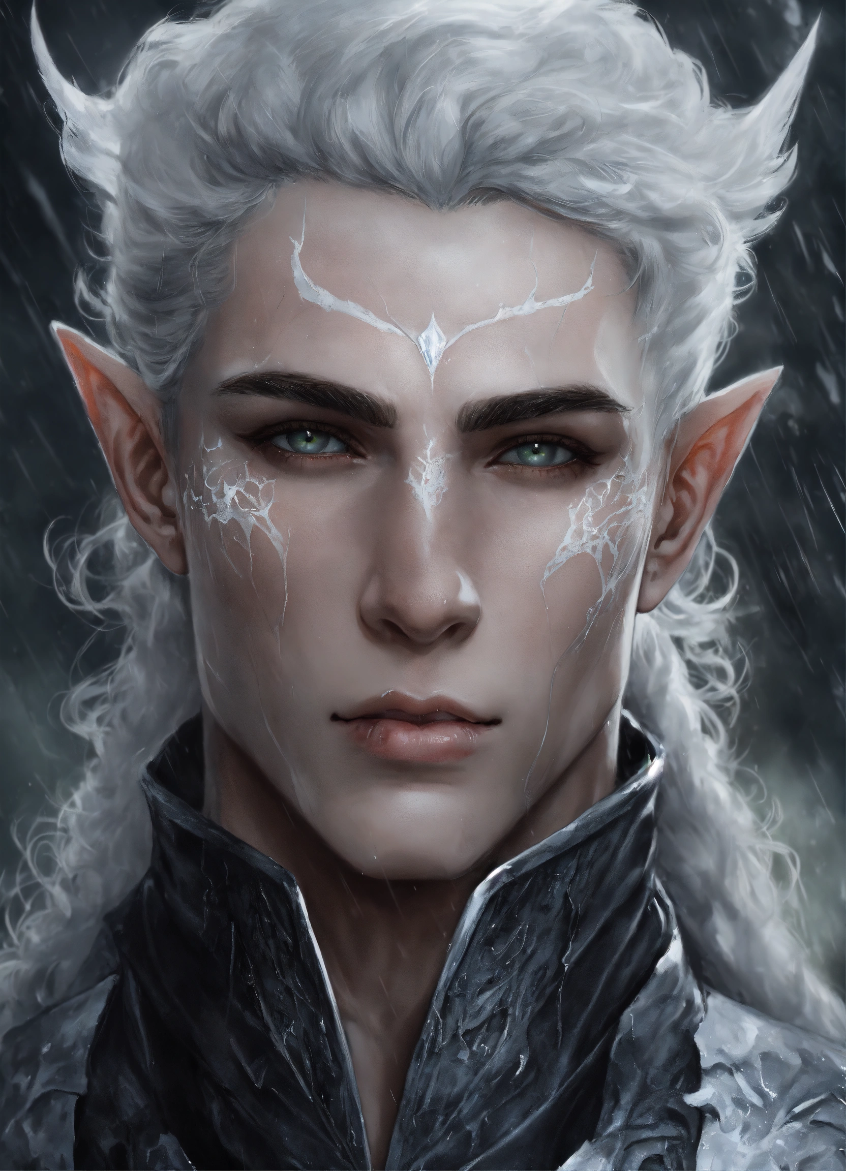 Lexica - Fantasy portrait of a ash-grey skinned elf, masculine ...