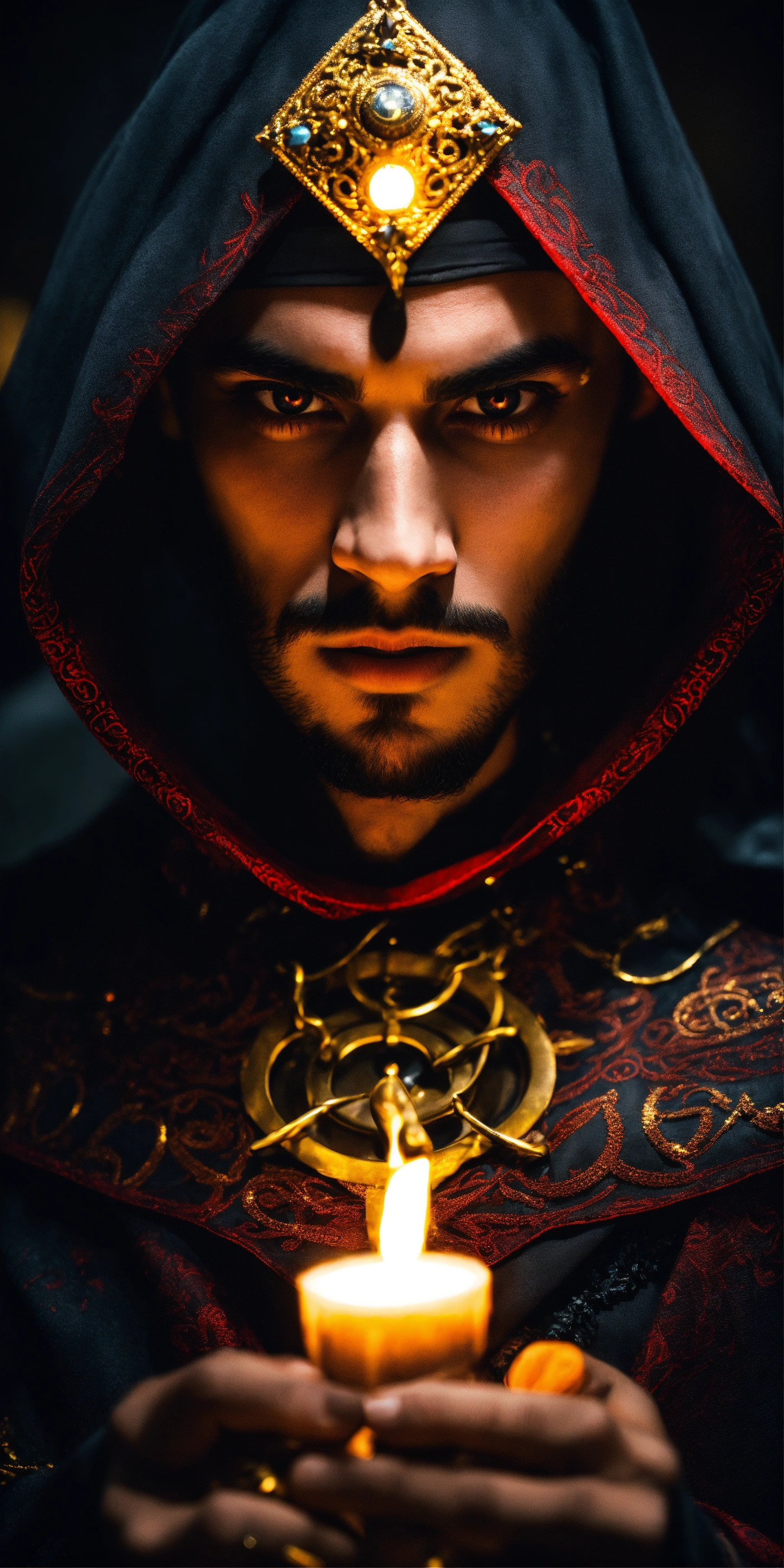 Lexica - Dark dramatic headshot of a young handsome Arabic evil ...