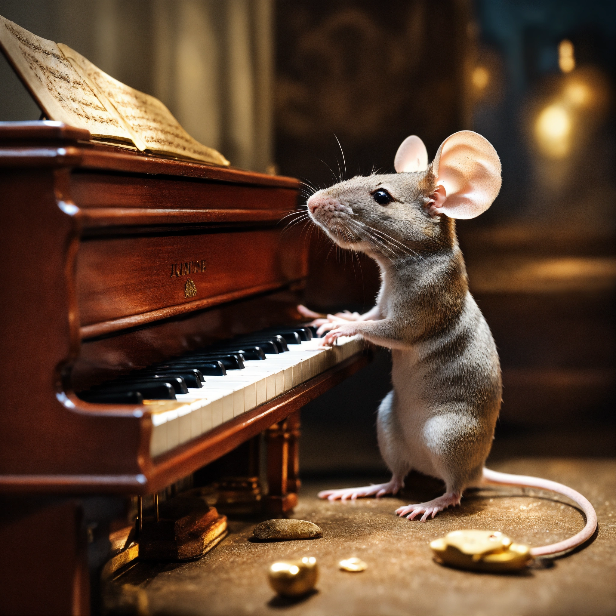 Lexica - A mouse playing piano, looking like a rock star