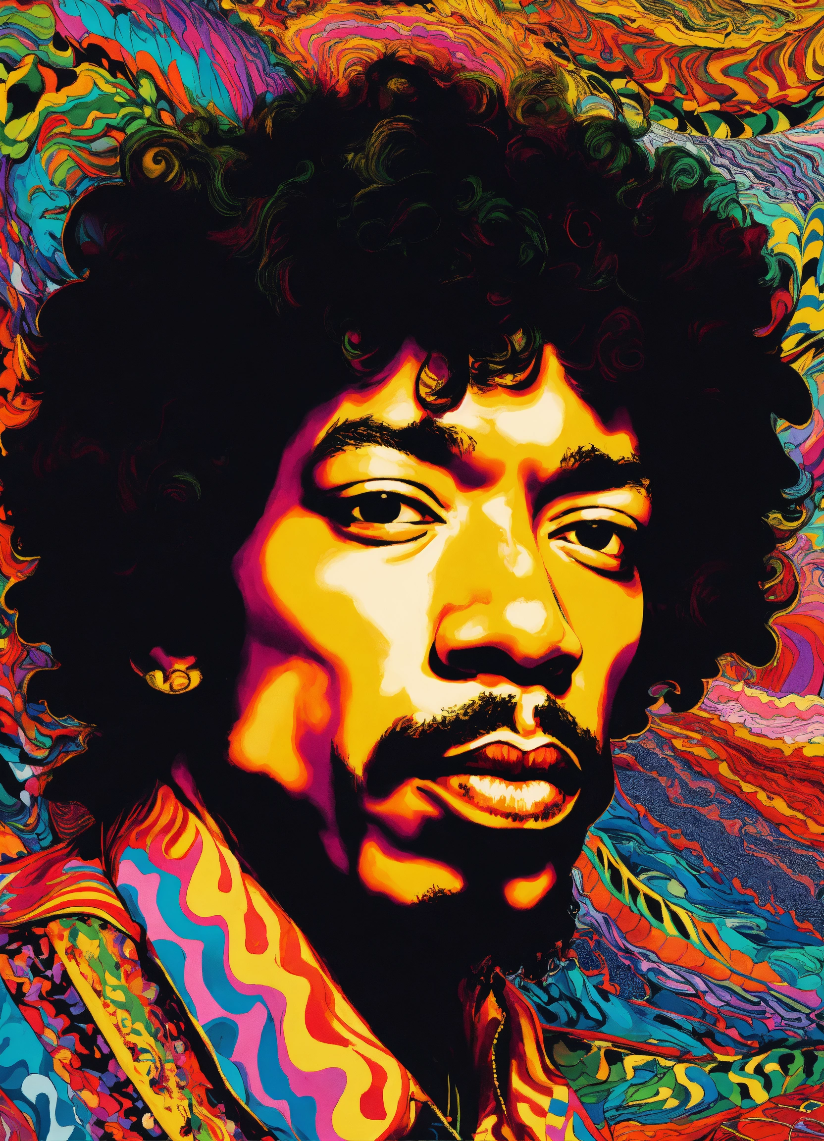 Lexica - Jimi Hendrix, multi coloured, abstract, black and white ...