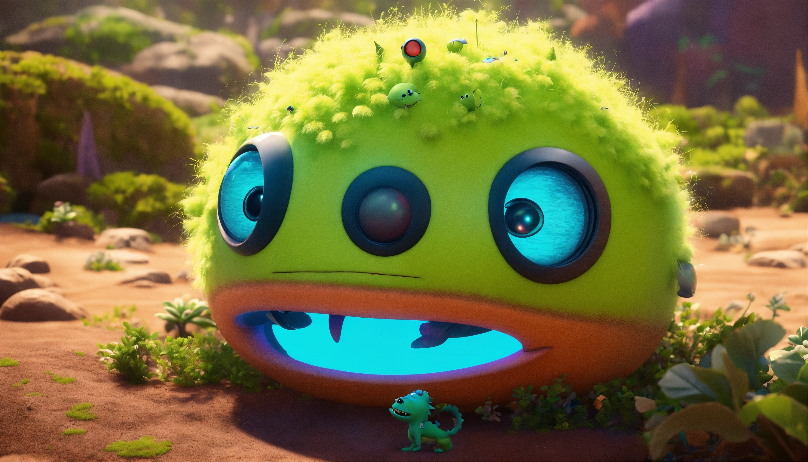 Lexica - A planet with furry plants, pixar art style, Monsters corporation
