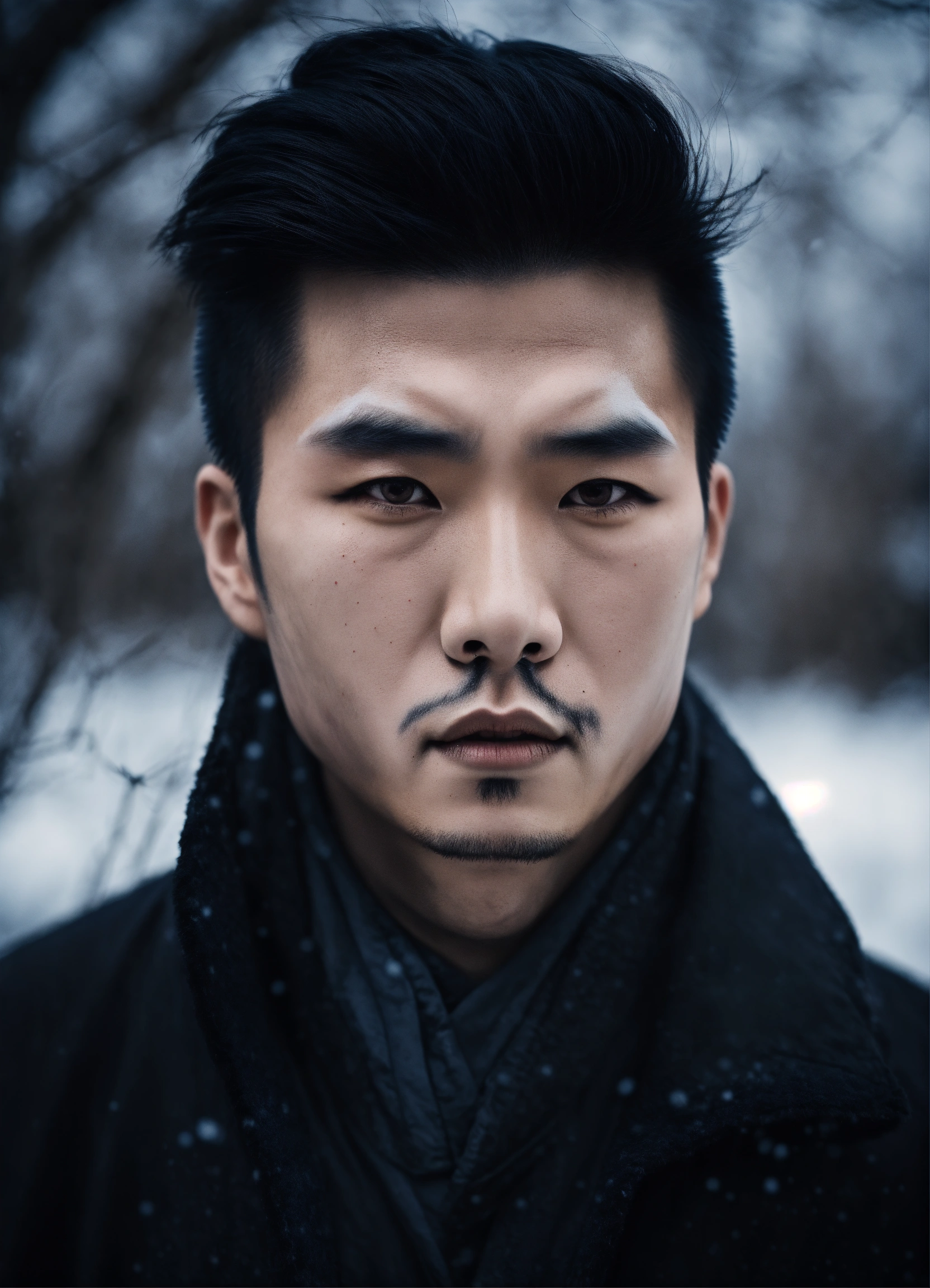 Lexica - High contrast portrait of a chinese man, gothic, white painted ...