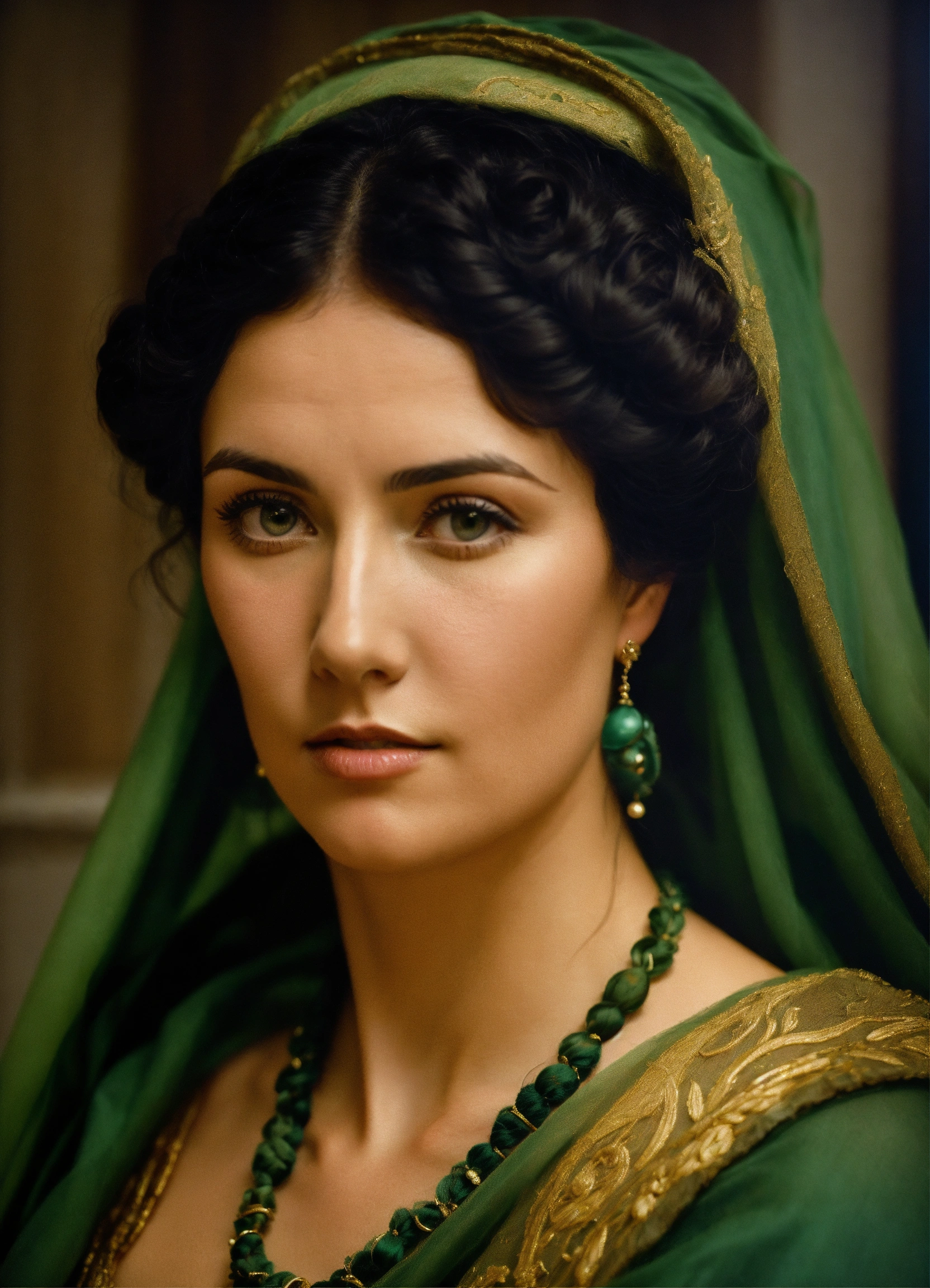 Lexica - A Roman woman with black hair and dark green eyes. The hair is ...