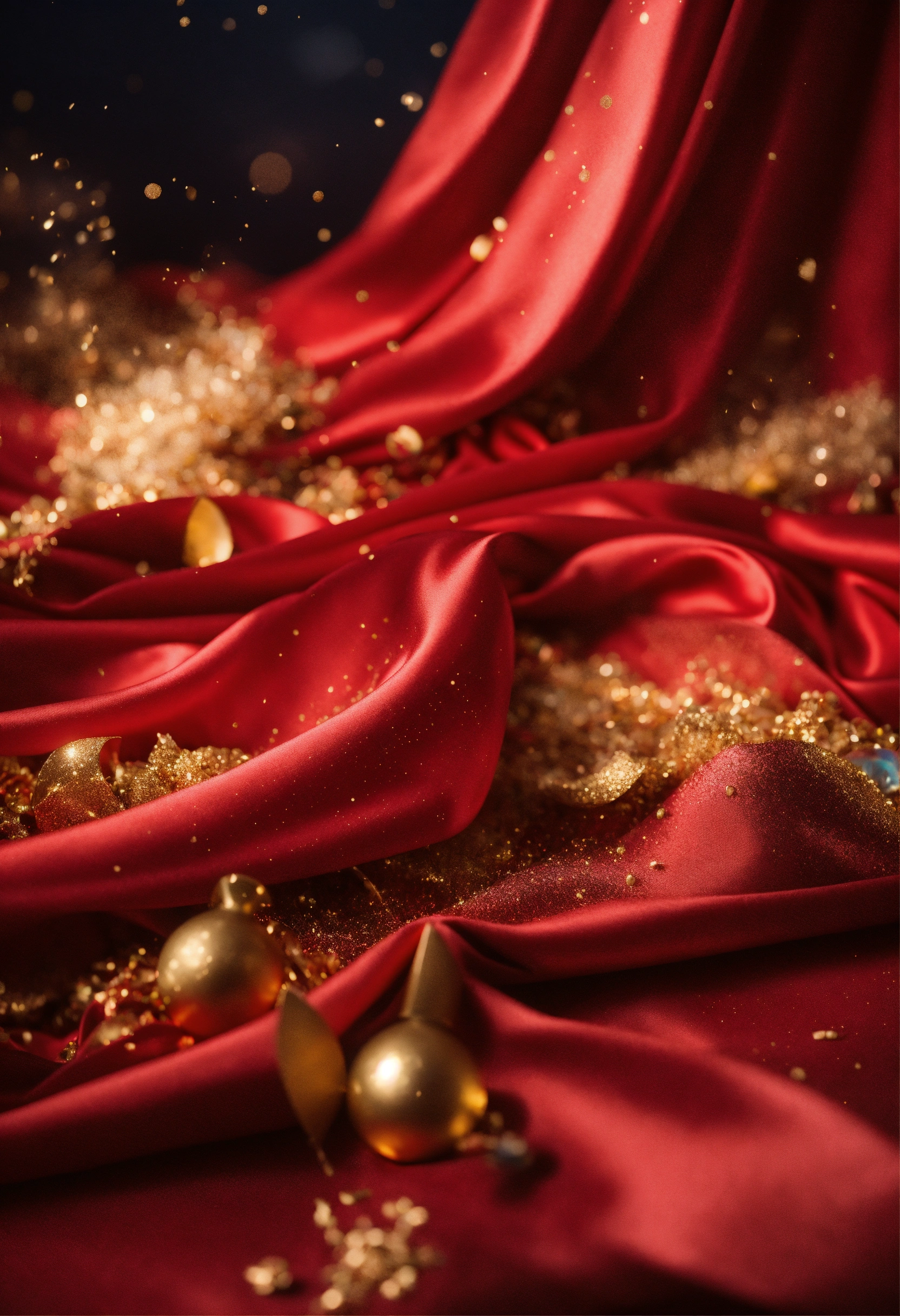 Lexica - Luxury red silk, add gold sparkling dust, studio lights ...