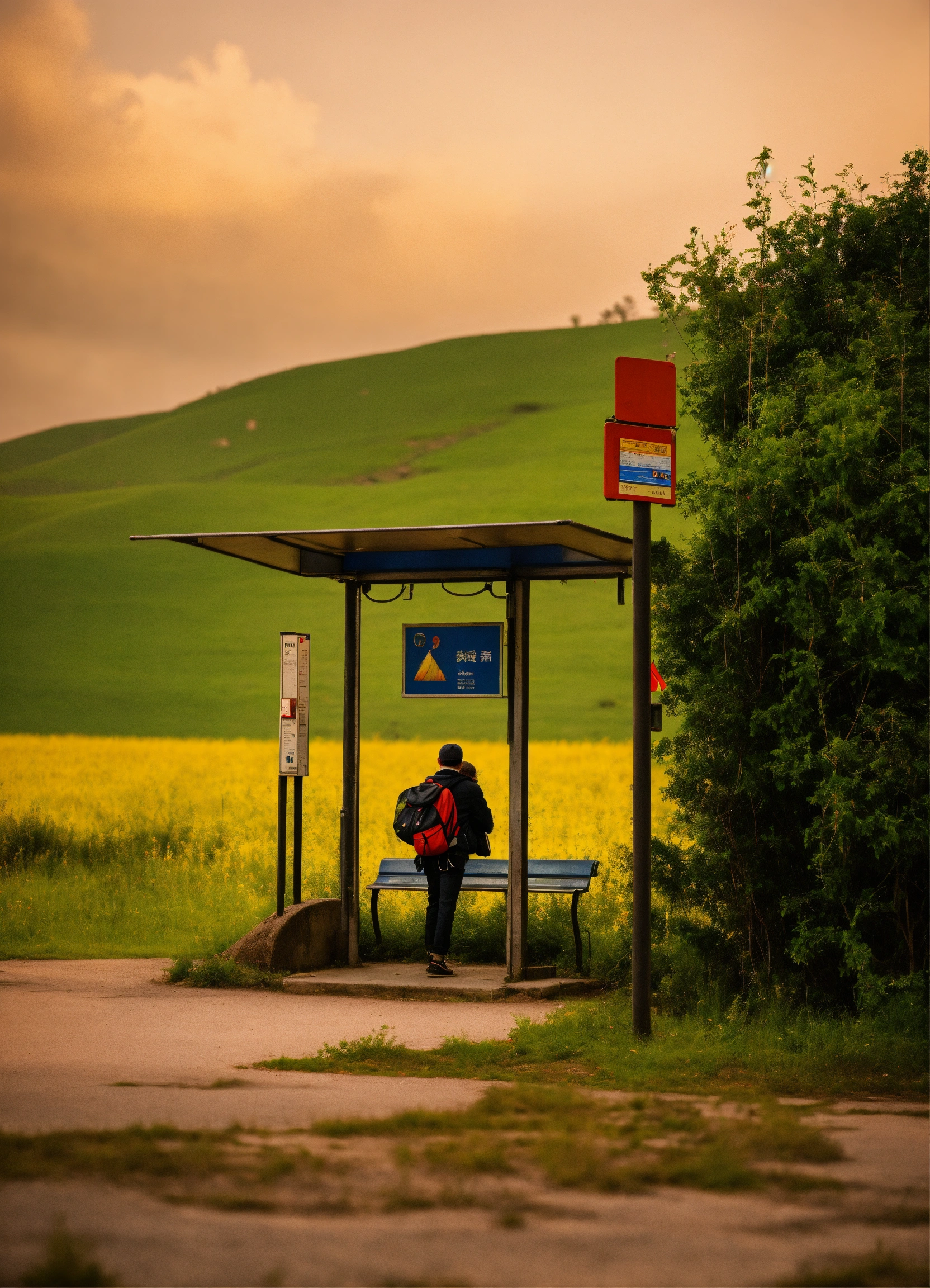 Lexica - Small bus stop whit travelers
