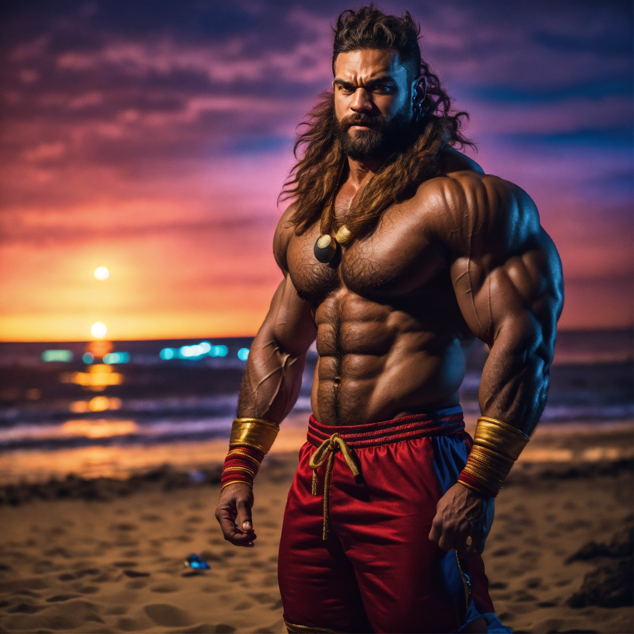 Lexica - 30-year-old hairy man with big muscles, Dhalsim from Street ...
