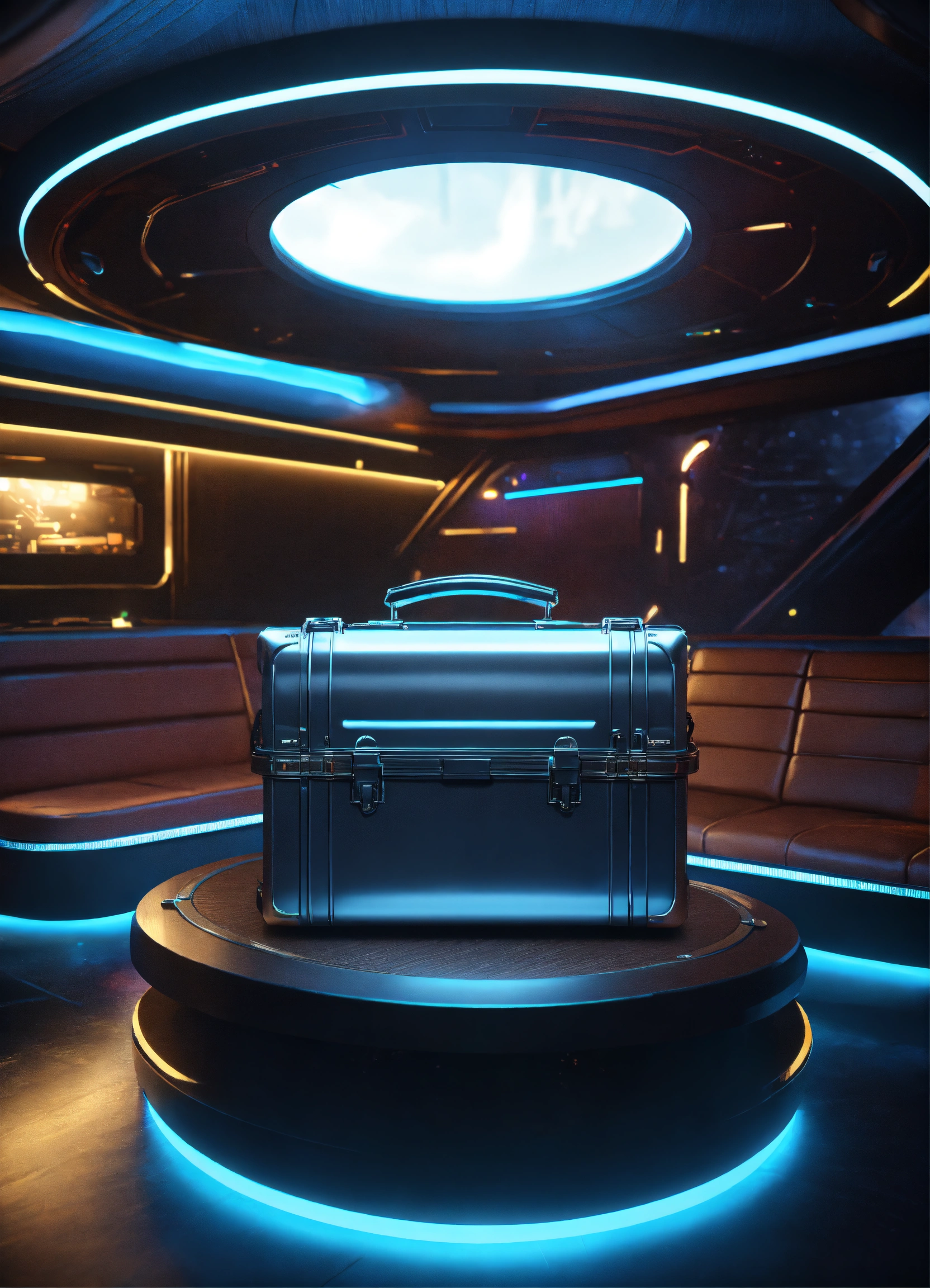 Lexica - VIew of a empty hi tech titanium security briefcase open on a ...