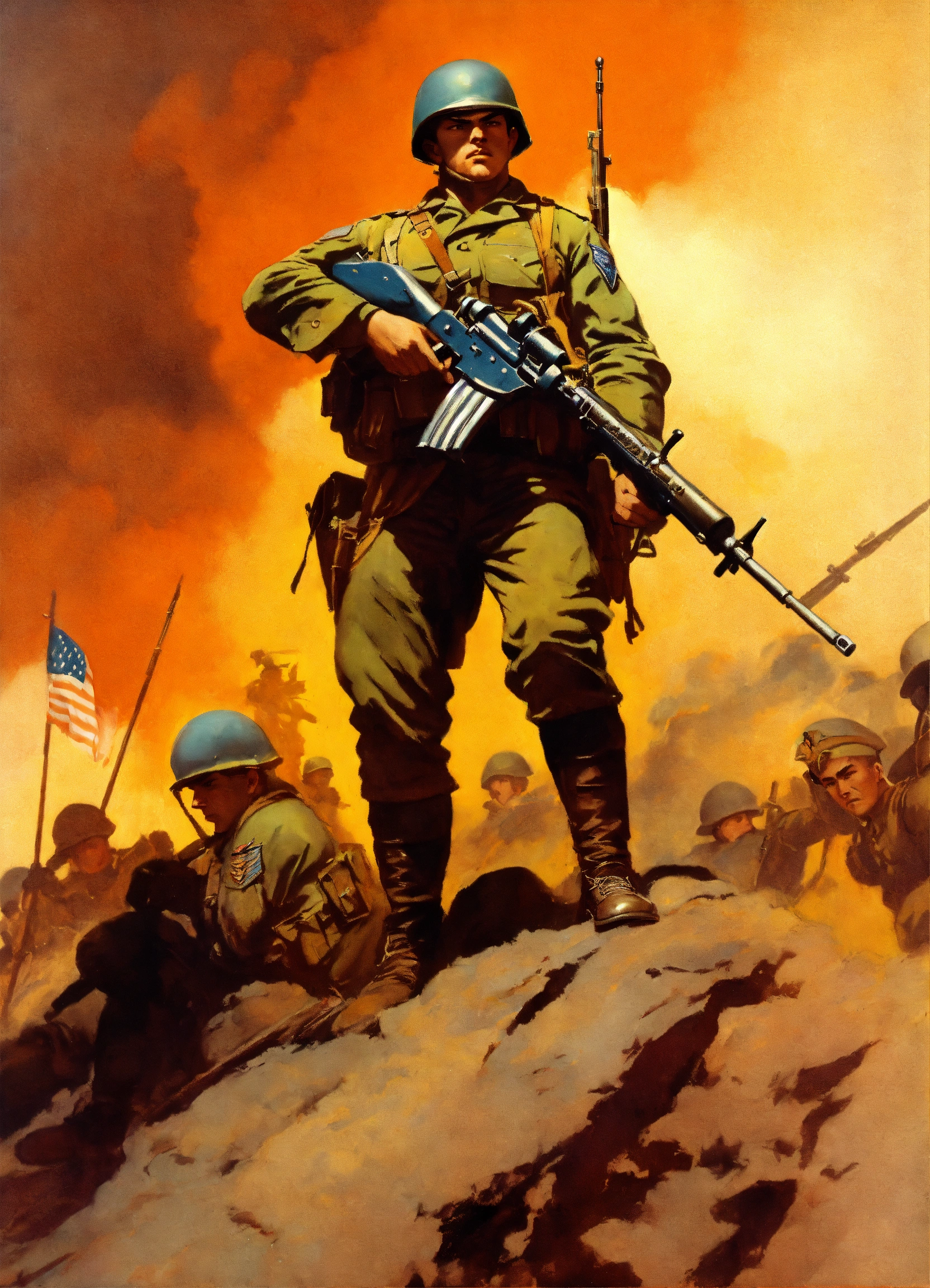 Lexica - Frank frazetta character, Army Infantry soldier, musclebound ...