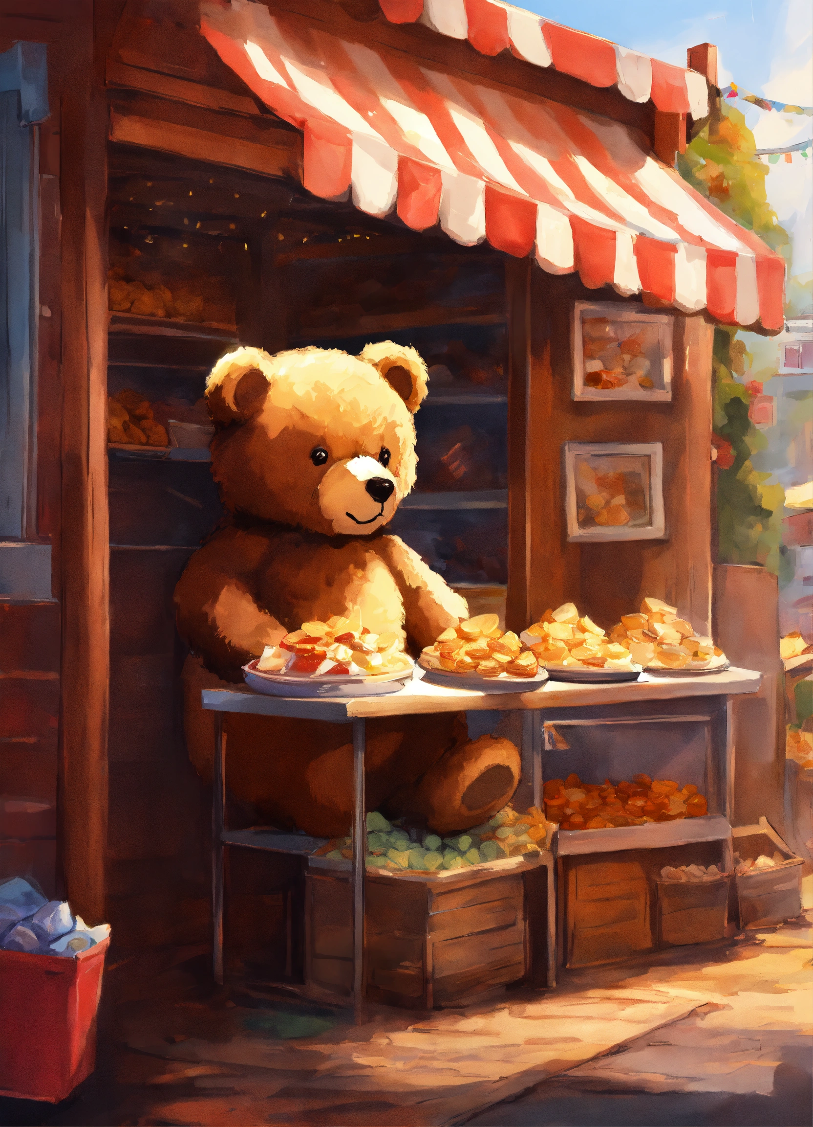Lexica - Teddy bear stalls, American, digital painting, gorgeous, sharp ...
