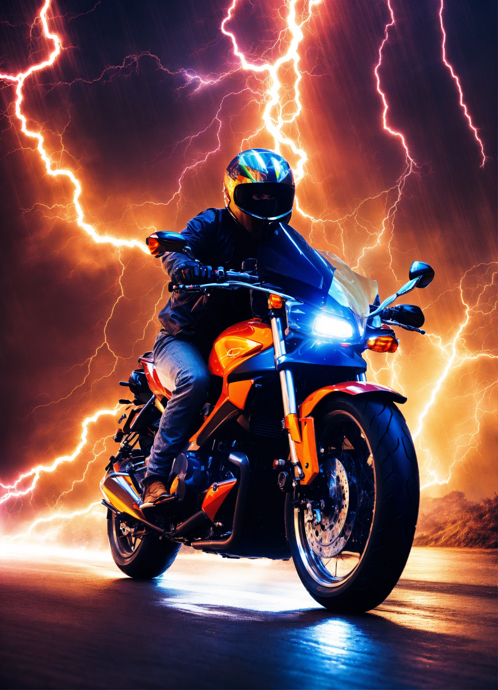 Lexica - Abstract Rider on a Motorcycle WITH Lightning
