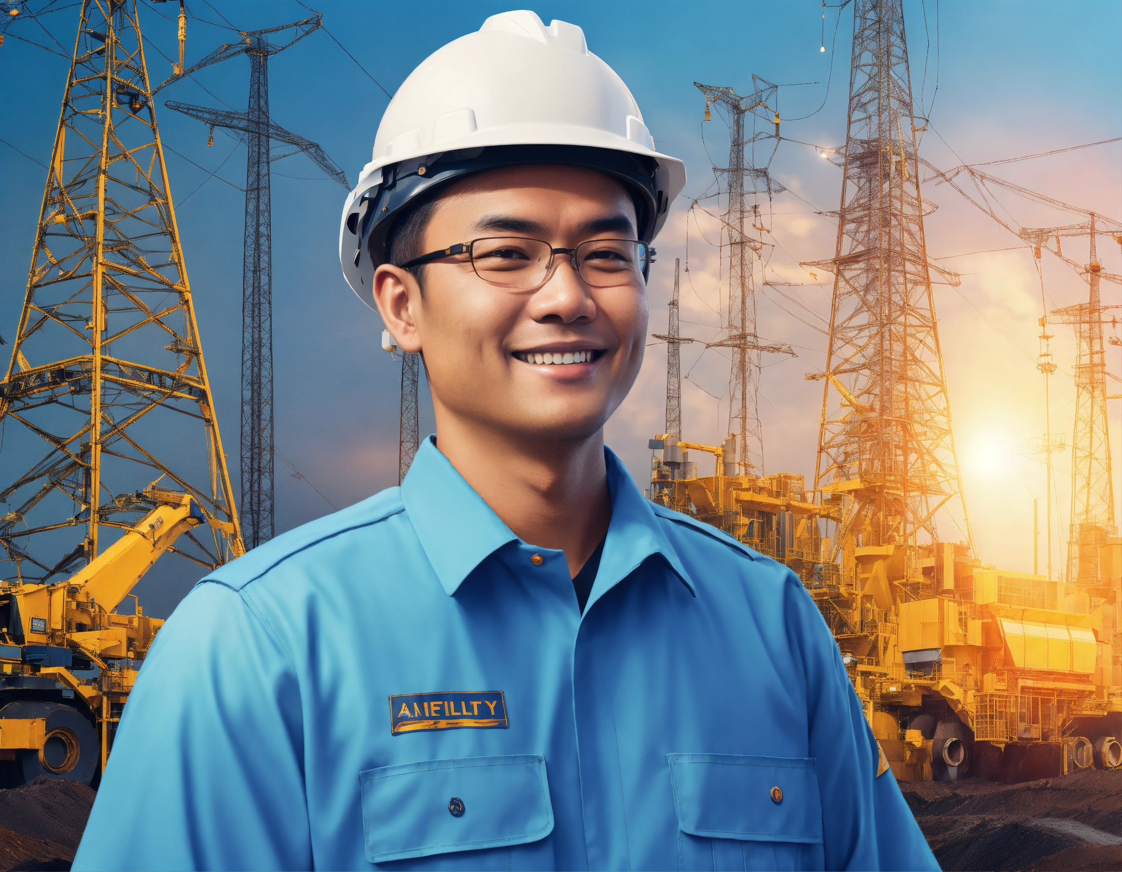 Lexica - Technical officer wearing light blue engineering uniform ...