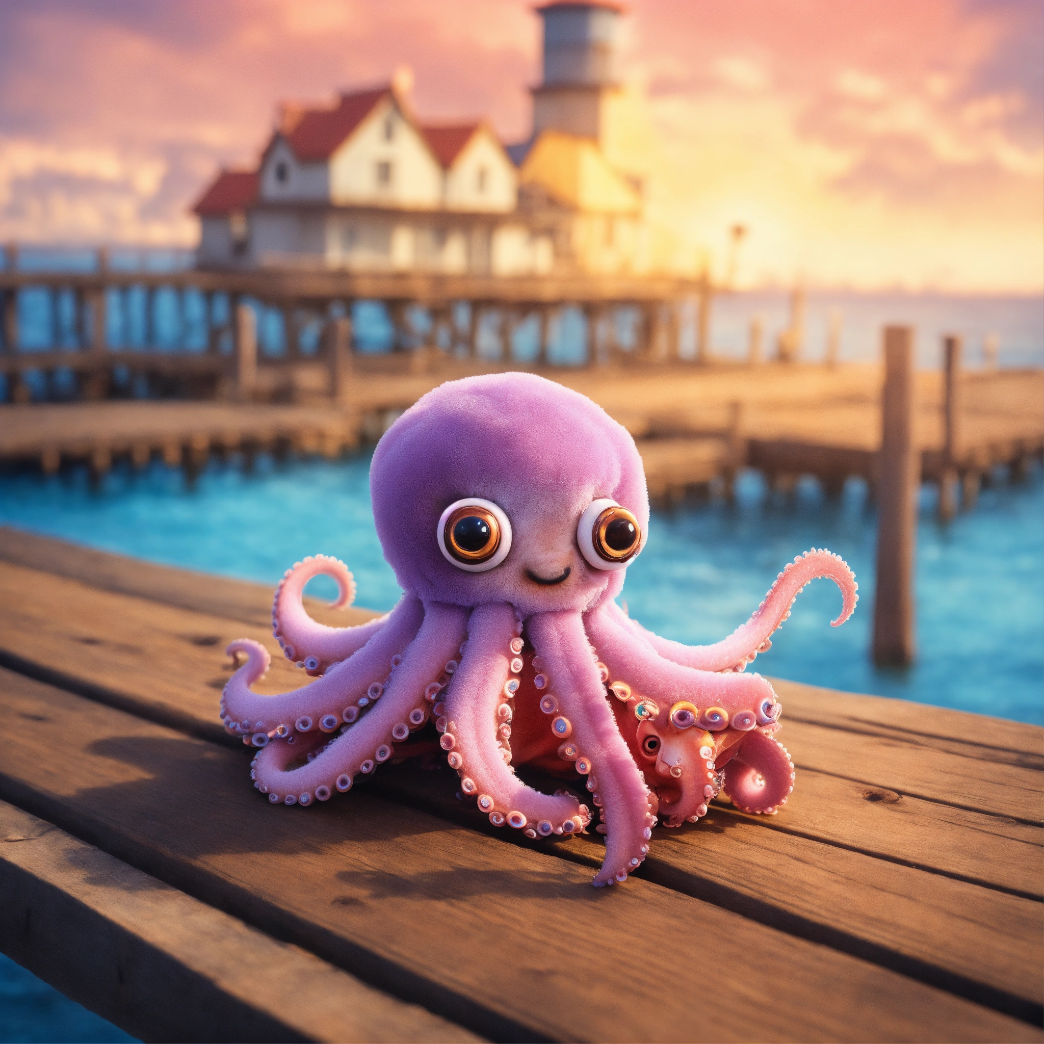 Lexica - Fluffy fairy cute octopus with fur in the style of cartoon ...