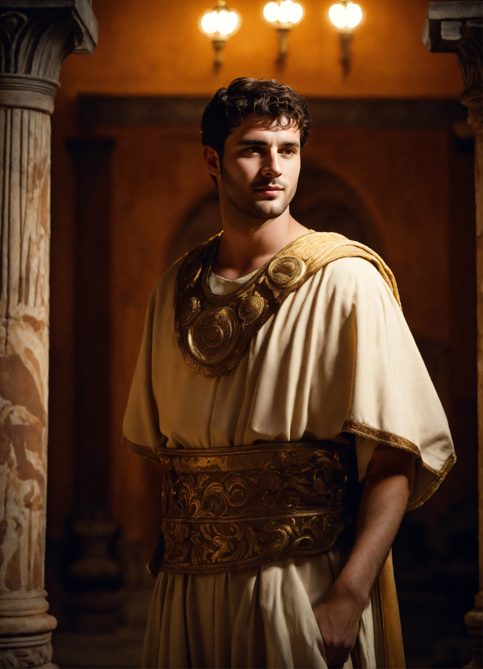 Lexica - A young rich noble handsome roman man wearing roman clothes ...