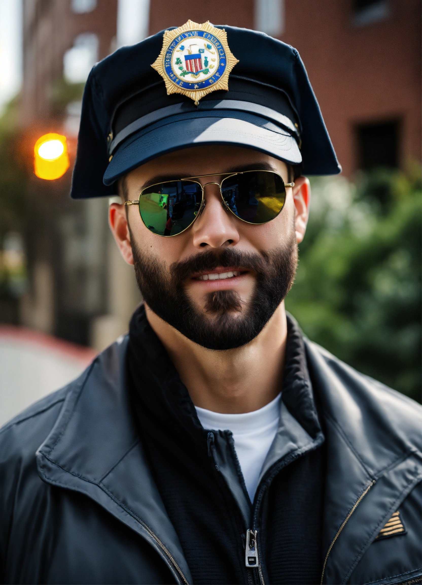 Lexica - Fbi agent with a close patchy shaved beard wearing and fbi hat ...