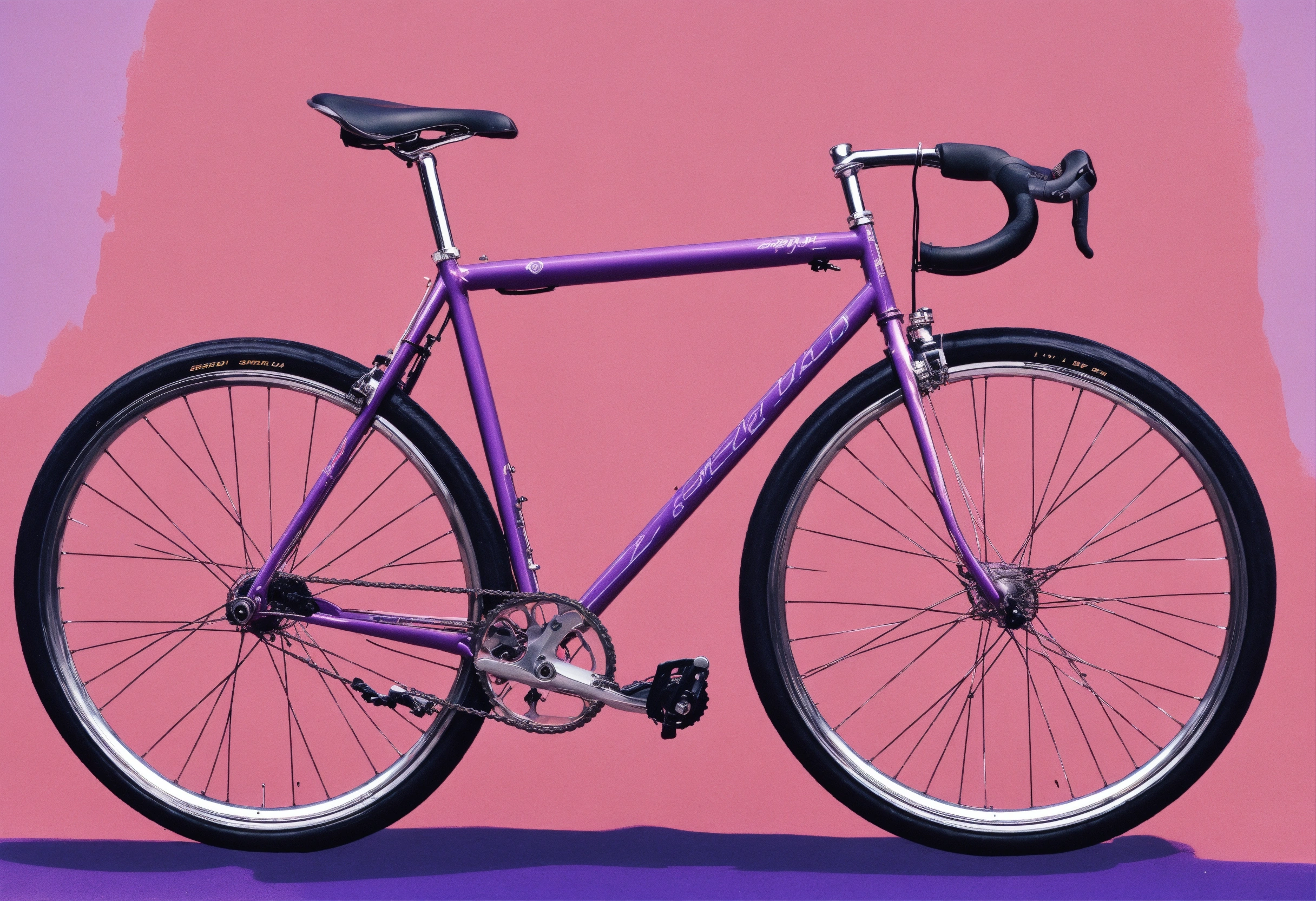 Lexica - 1970s Single speed racer bicycle muted purple tones low angle ...