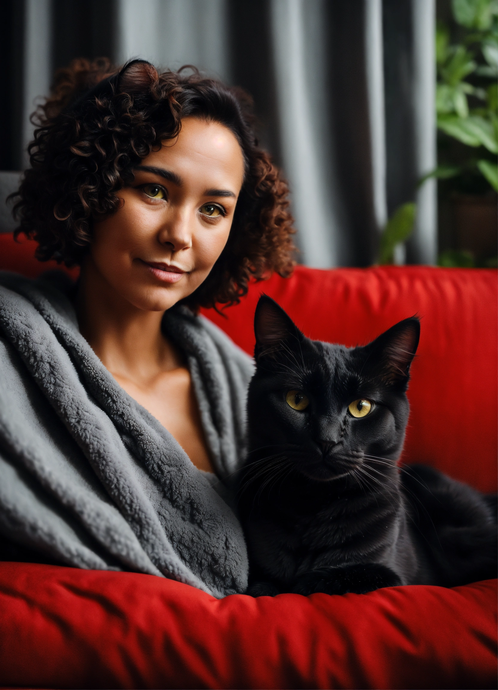 Lexica - A cute middle-aged cat with beautiful brown eyes sits next to ...