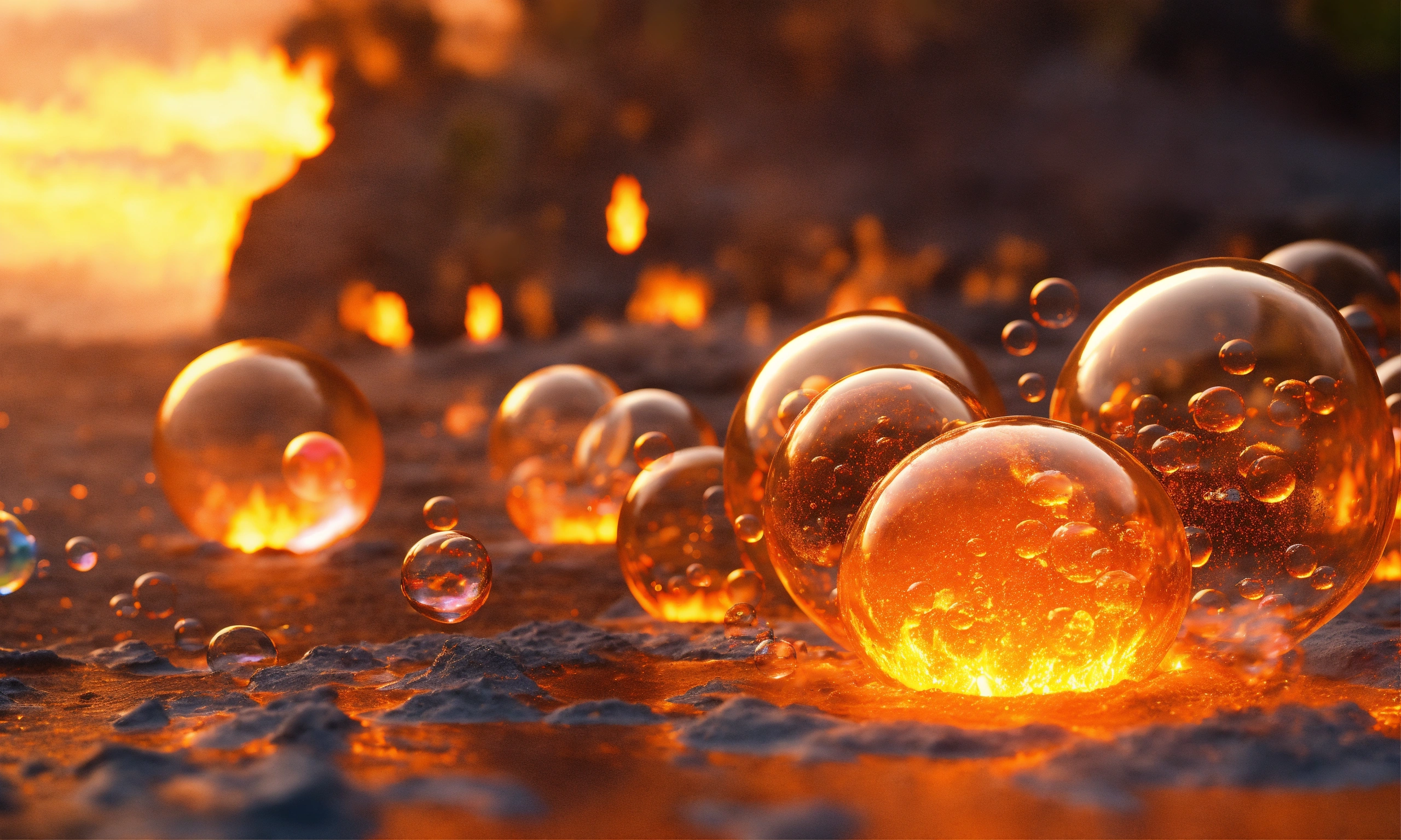 Lexica - Bubbles made from molten glass, lava bubbles, burning bubbles ...