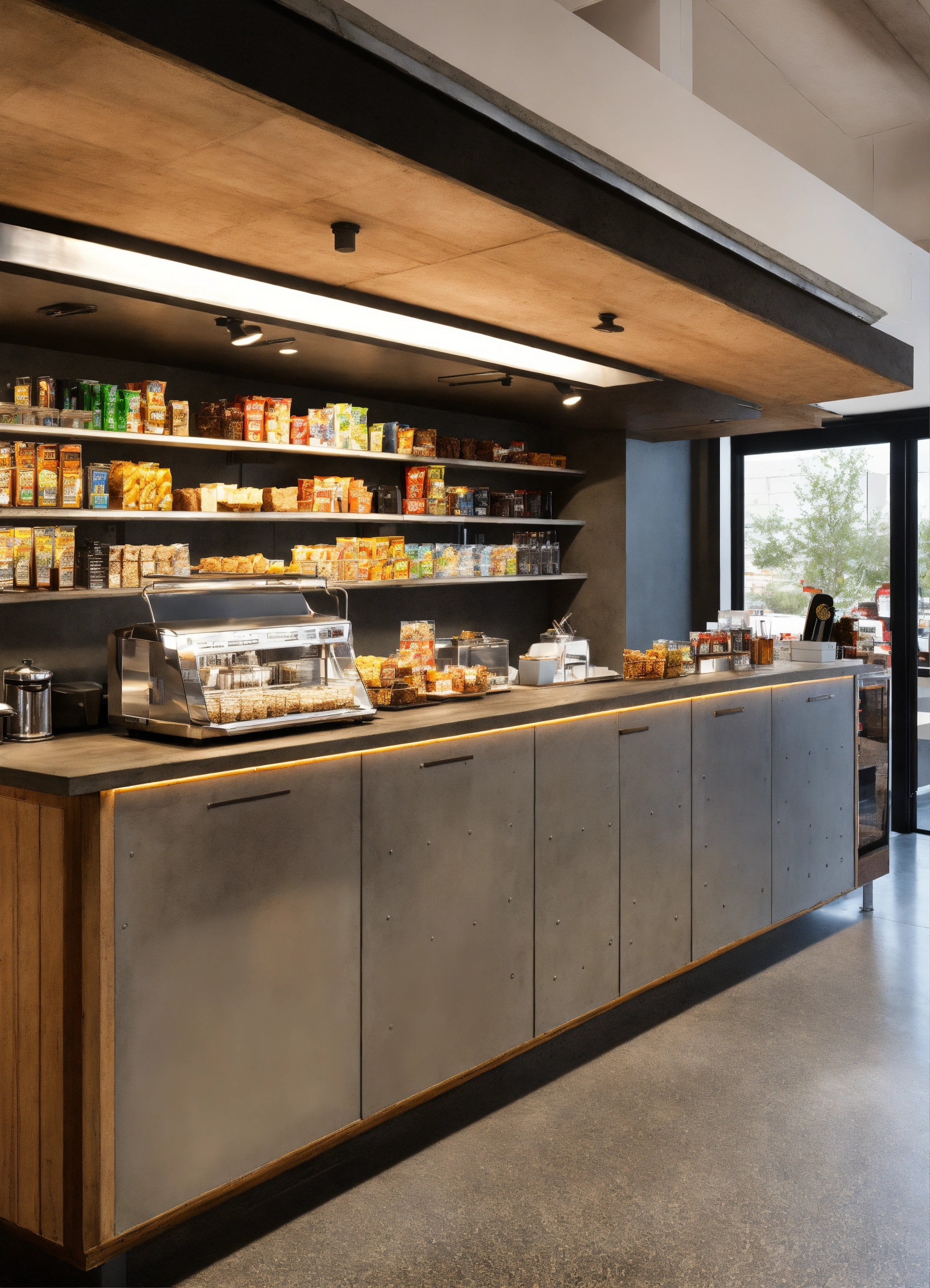 Lexica - A self serve breakroom snack bar with snacks on an easy to reach shelf for employees to ...