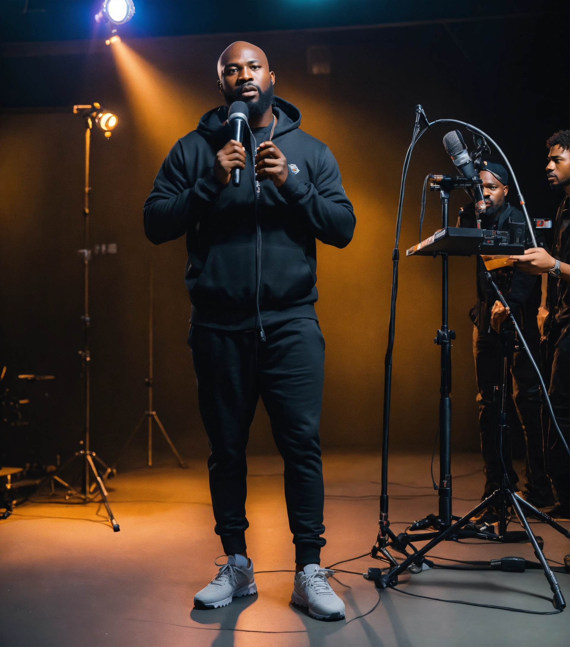Lexica - Full body frame wide angle shot of a Igbo Nigerian, bald dark ...