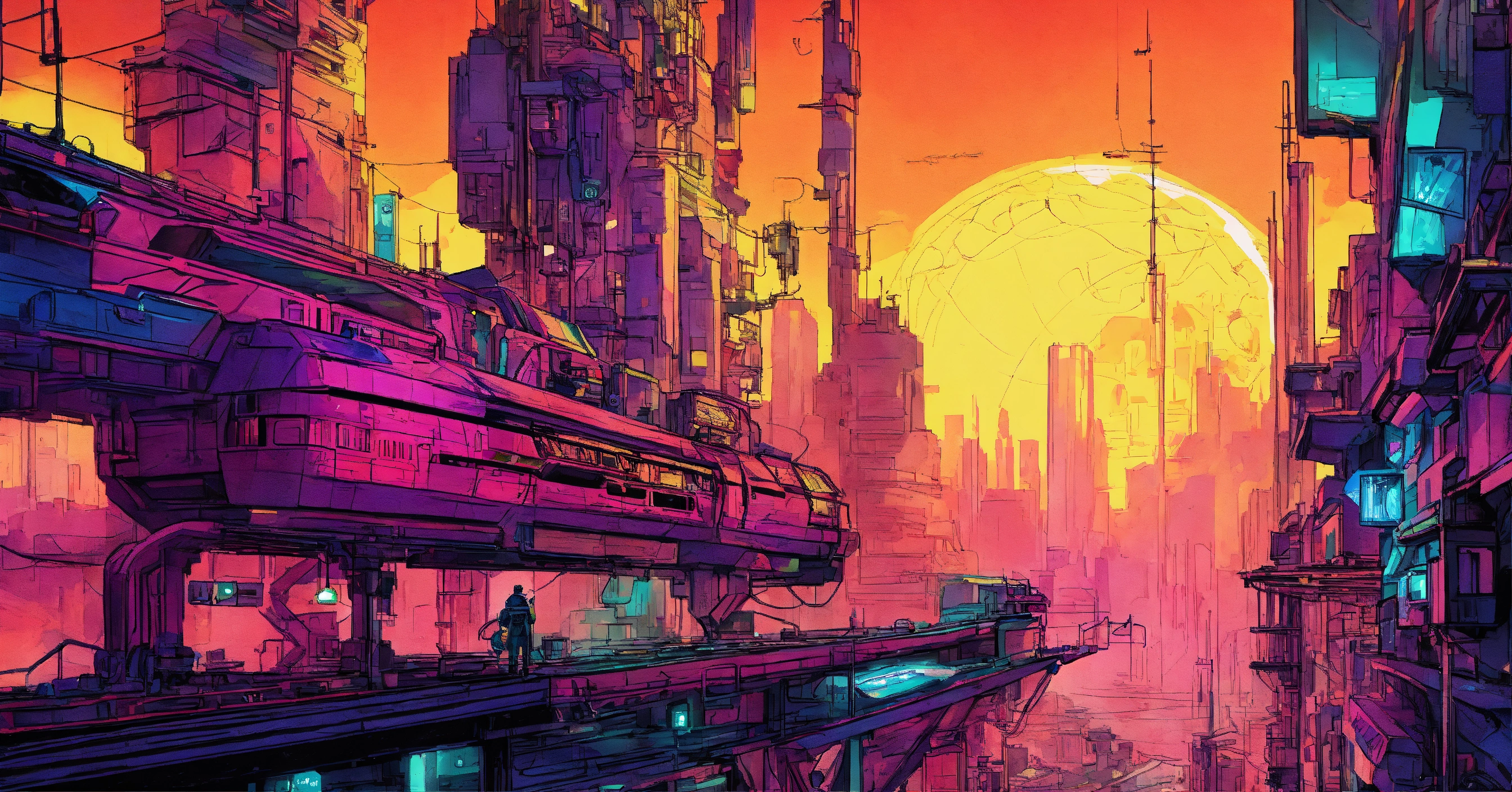 Lexica - Create a vector pencil sketch of the cyberpunk on Earth using ...
