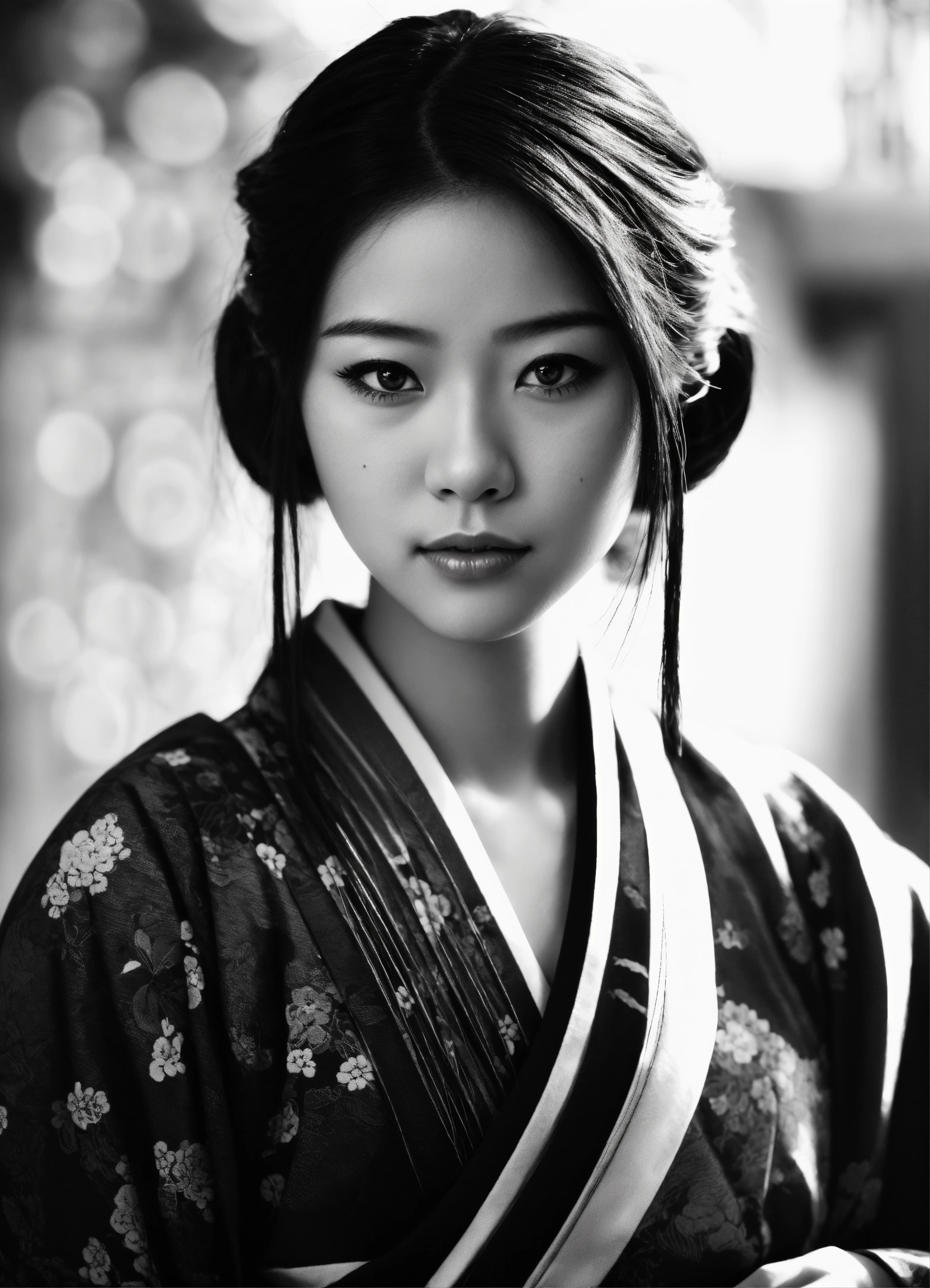 Lexica - Black and white japaneese girl portrait art
