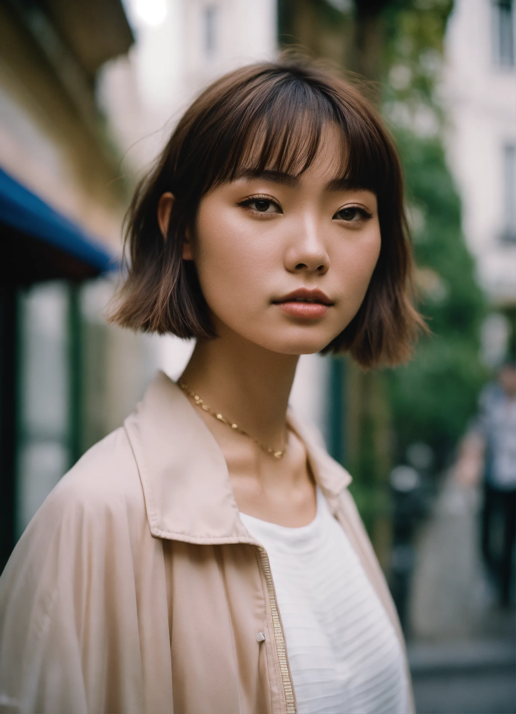 Lexica - Portrait of a beautiful Japanese fashion model with bob-cut ...