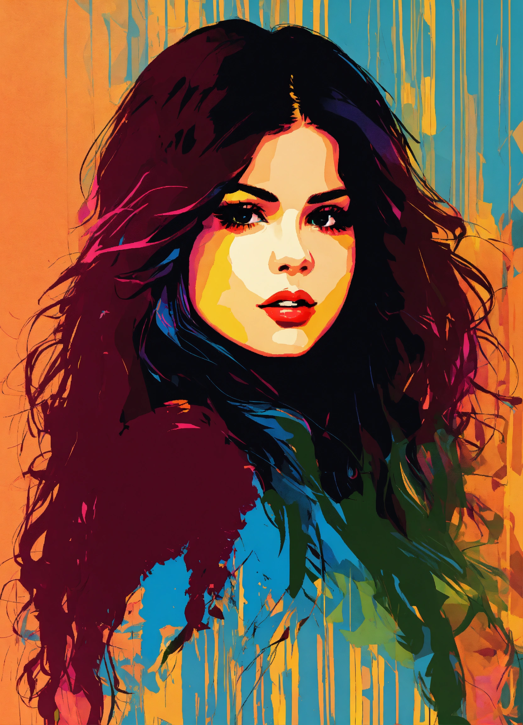 Lexica - Selena gomez, silhouette, vector art, face