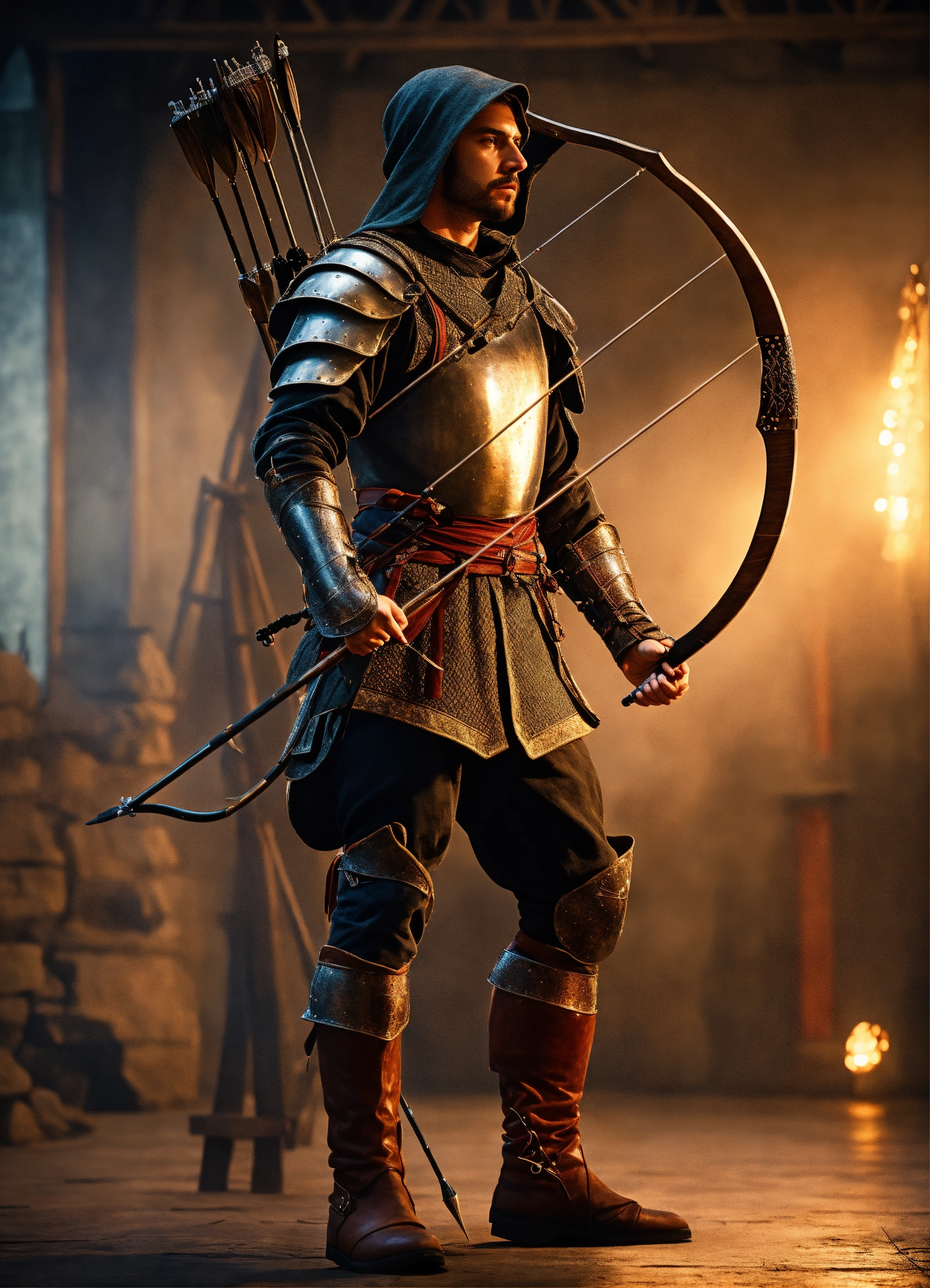 Lexica - A realistic full body portrait of a medieval Archer, neutral ...