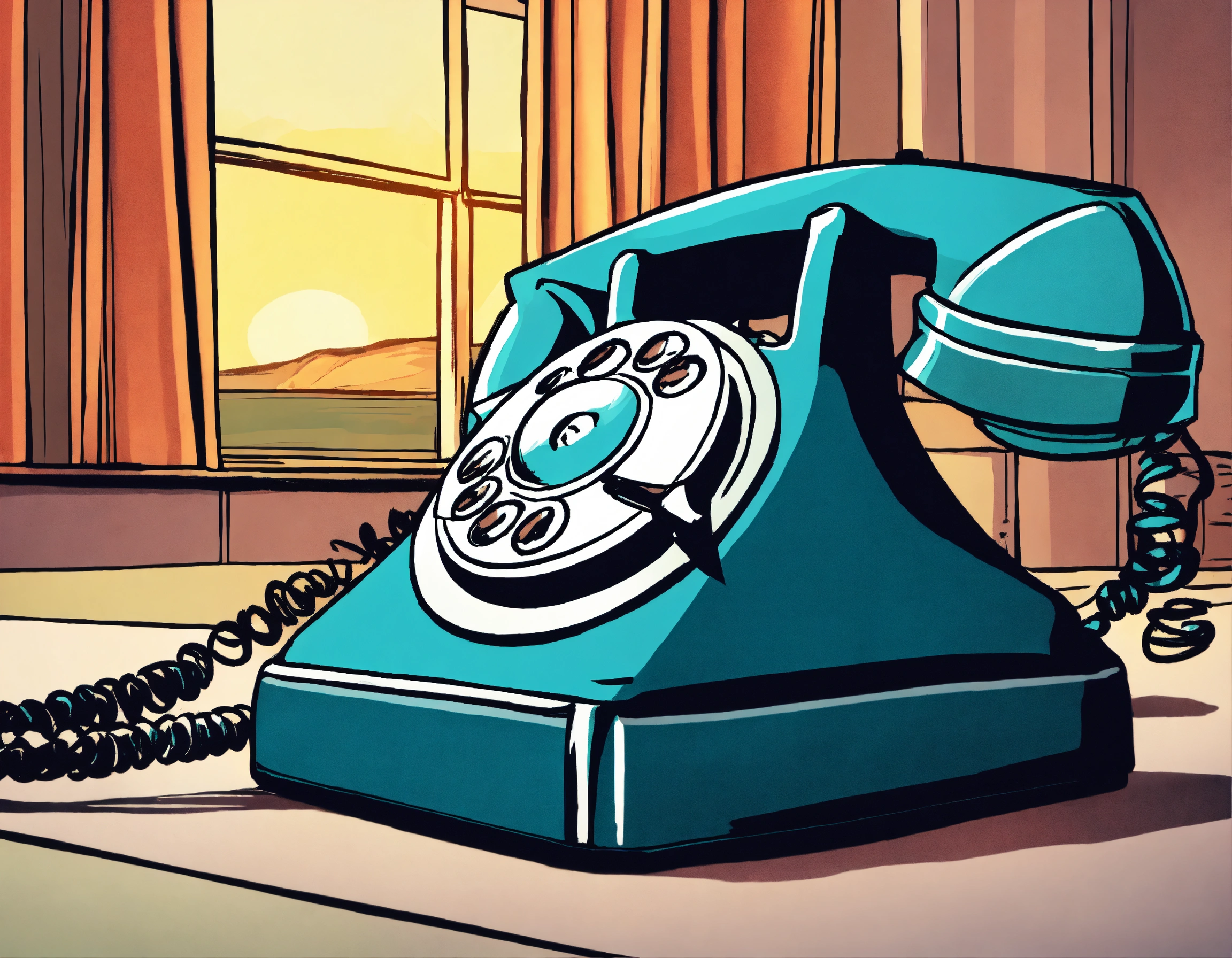 Lexica - Closeup. telephone is ringing. comic style