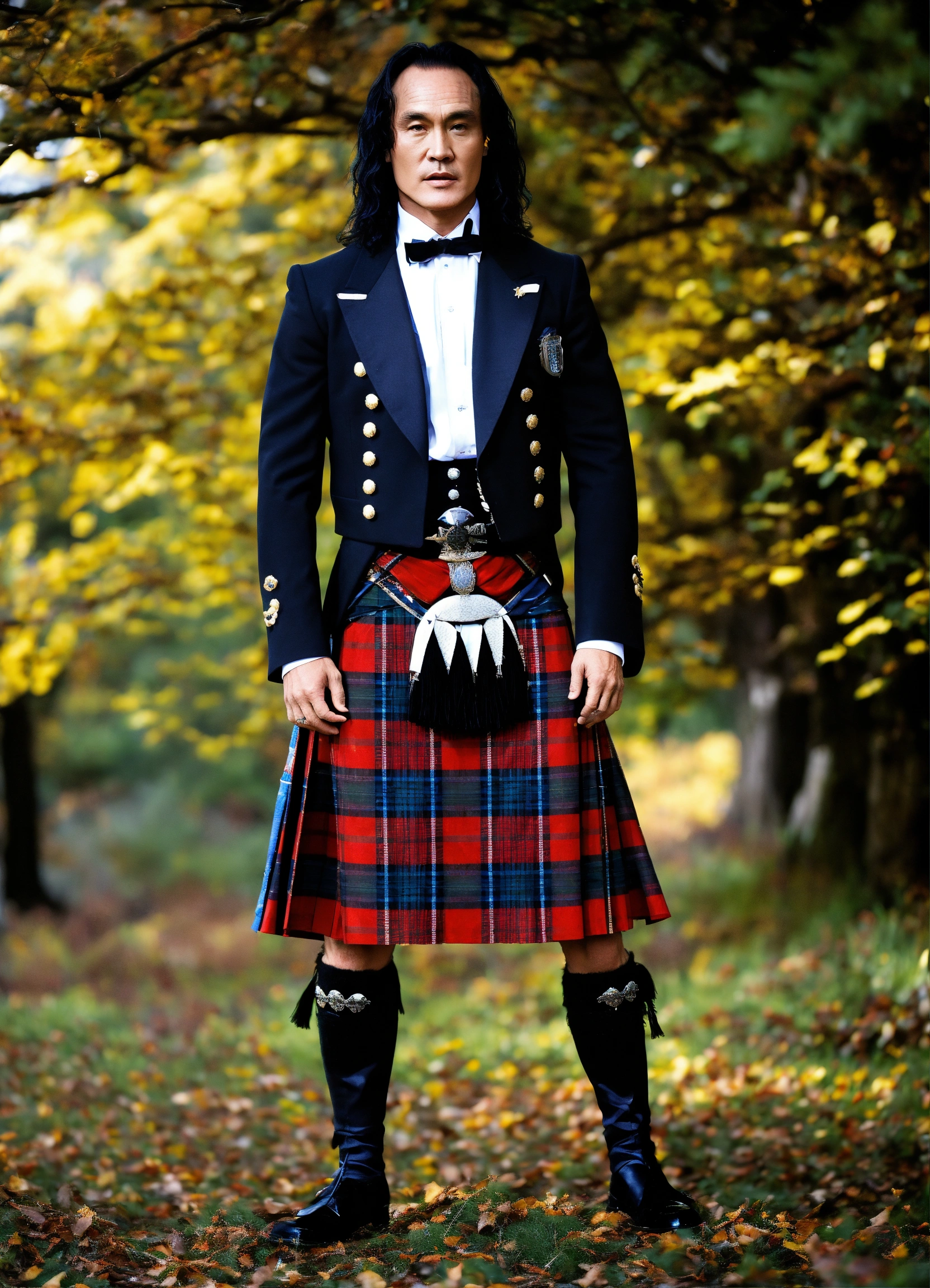 Lexica - Brandon Lee wearing a Clan Kay tartan kilt