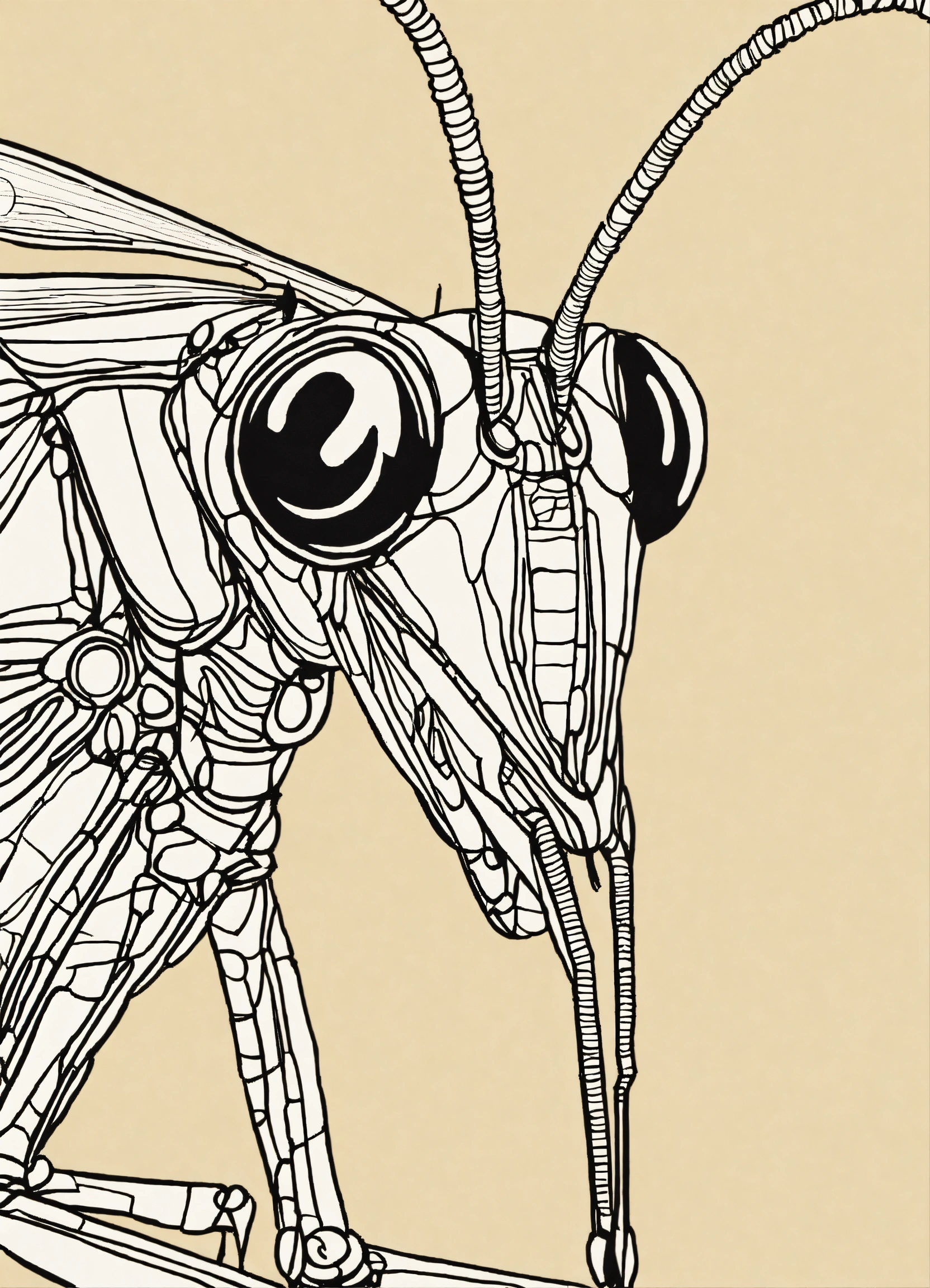 Lexica - Beautiful detailed praying mantis portrait, one line drawing ...