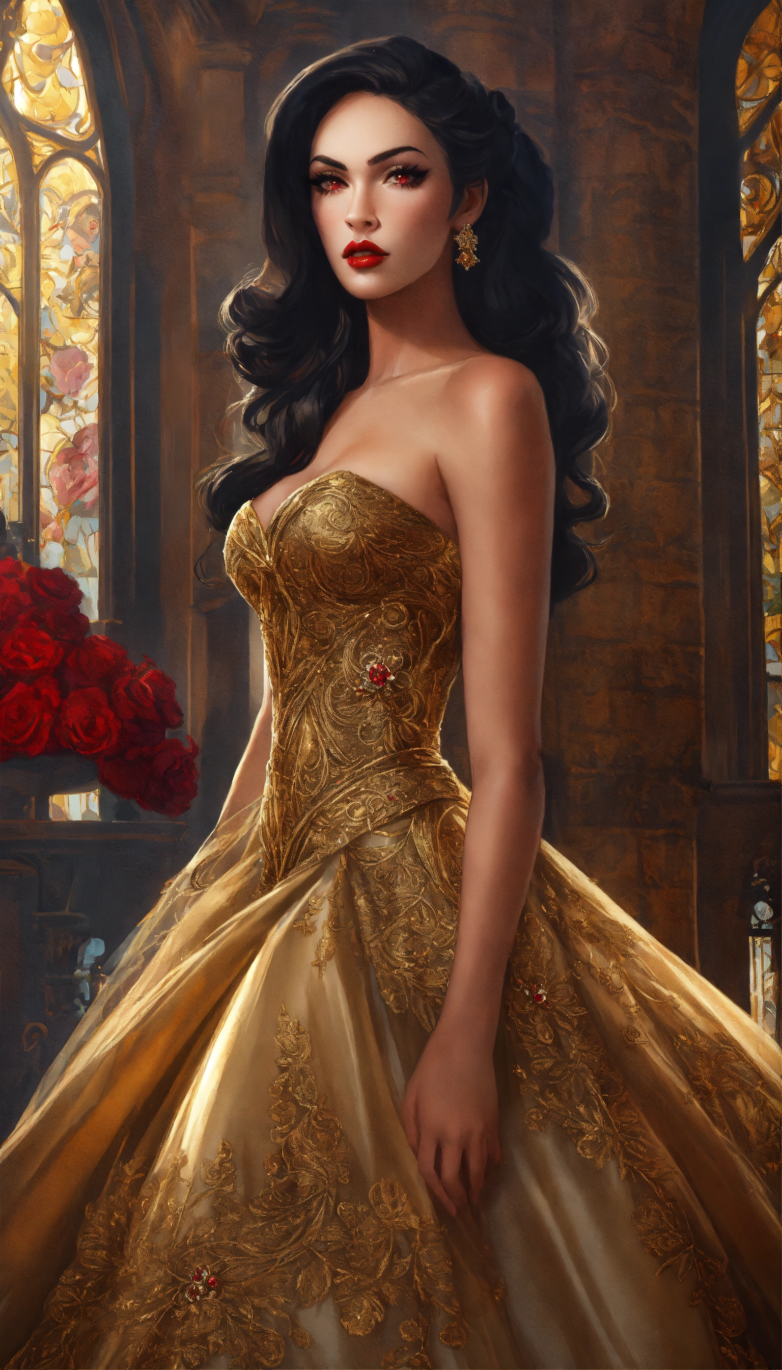 Lexica - Concept art of ravenna, megan fox, glowing red eyes, curled ...