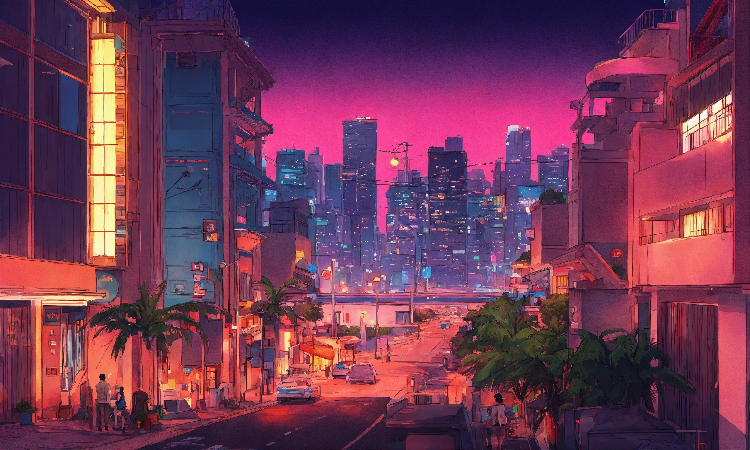 Lexica - Anime miami vice, lofi artwork, city at night, 2d, studio ghibli