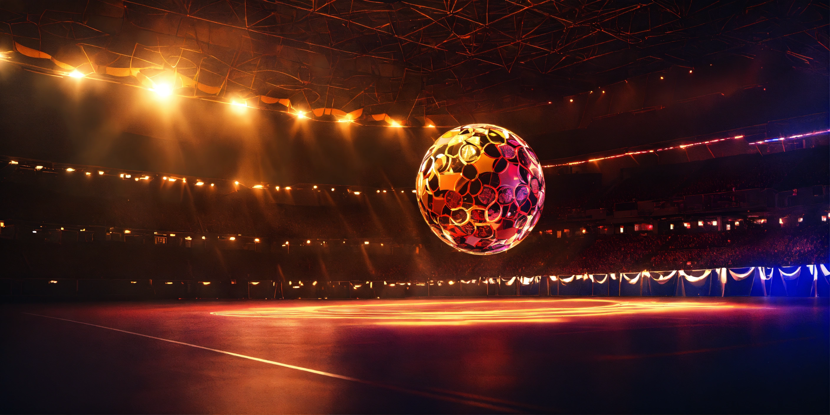 Lexica - Design an image featuring 50 illuminated handballs forming ...