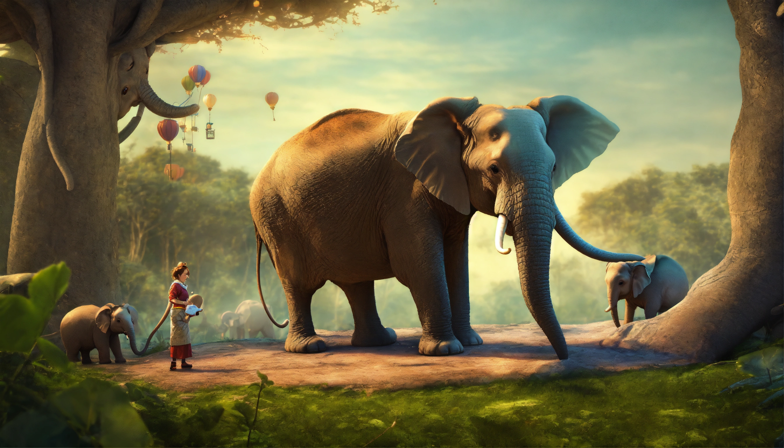 Lexica - Mouse sat on elephants trunk with fear"3D pictures, storybook ...