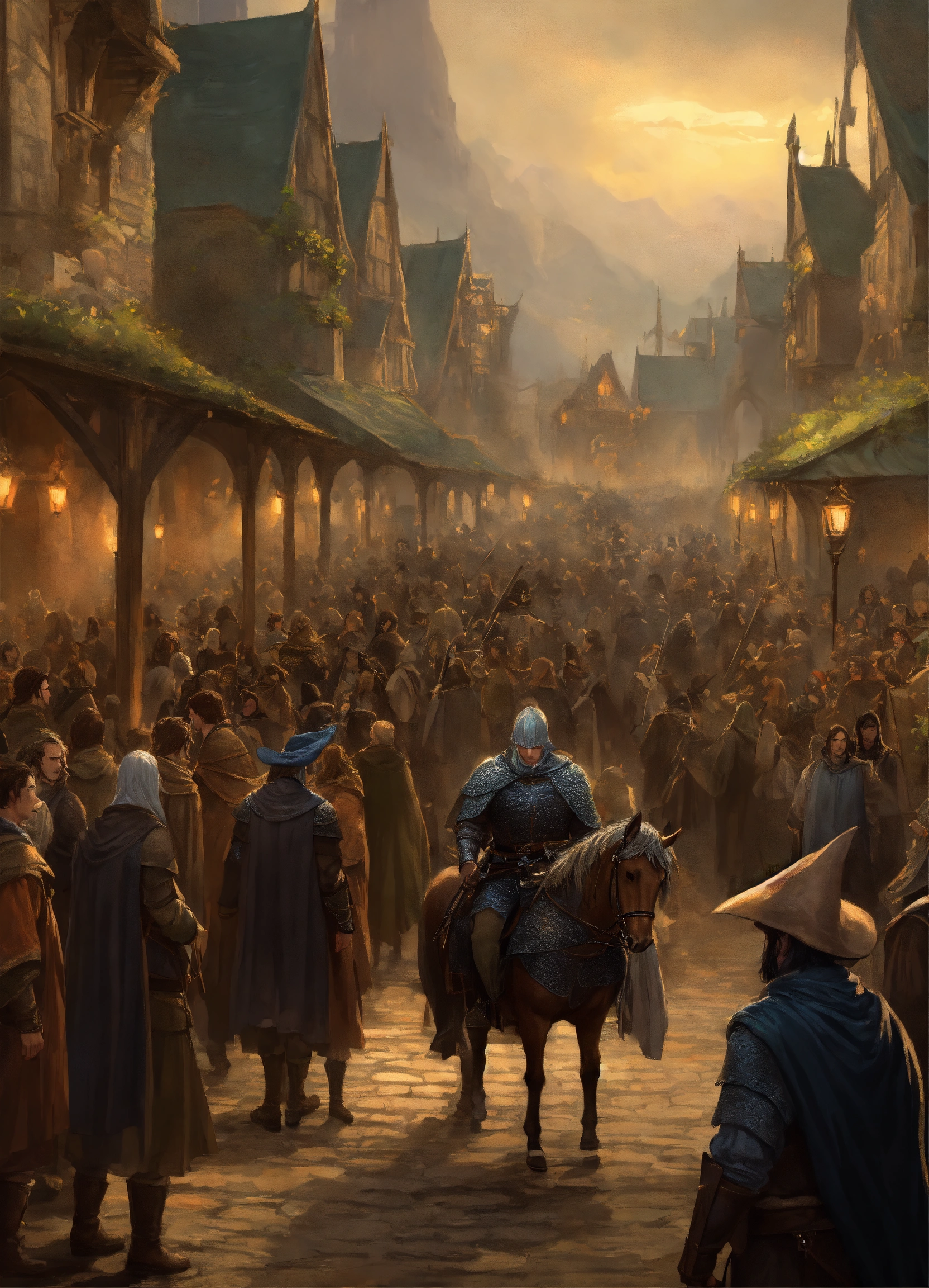 Lexica - Could you generate fantasy crowd scene , with lots of ...