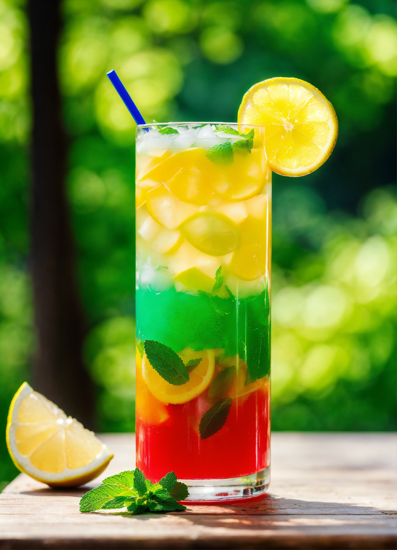 Lexica - A photo of a colorful lemon mocktail can with mint leaves with ...